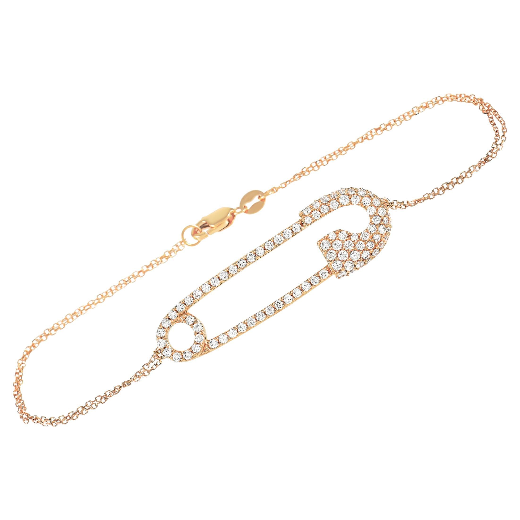 LB Exclusive 18K White Gold 1.00 ct Diamond Safety Pin Bracelet For ...