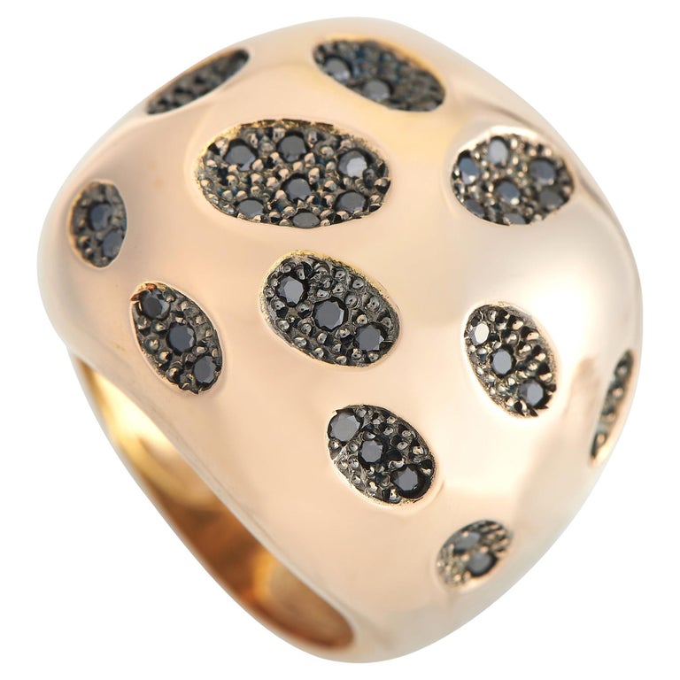 LB Exclusive 18k Rose Gold 1.09 Carat Black Diamond Dome Ring For Sale ...