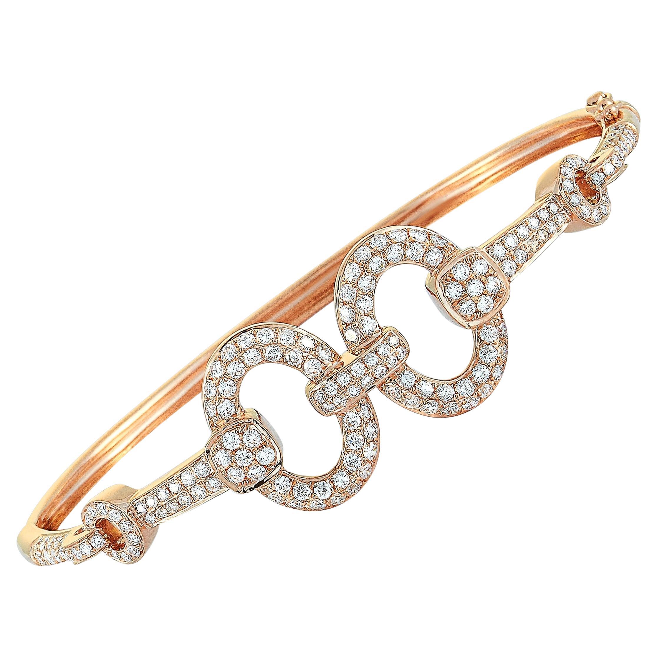 Messika 18K Rose Gold 4.09 Ct Diamond Wide Bangle Bracelet For Sale at ...