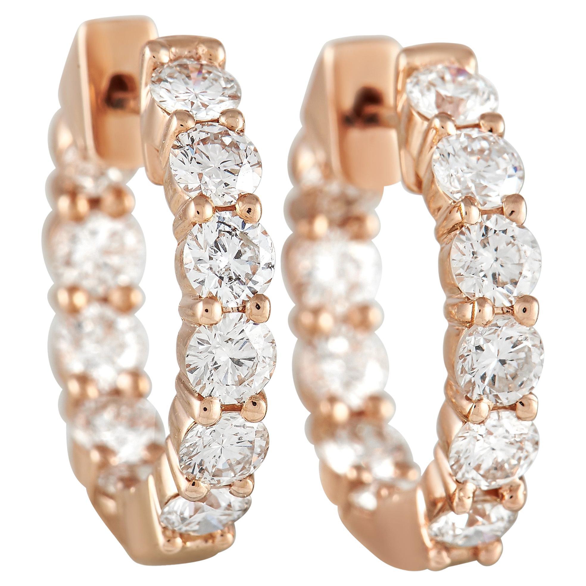 LB Exclusive 18K Yellow Gold 2.75 Ct Diamond Inside-Out Hoop Earrings ...