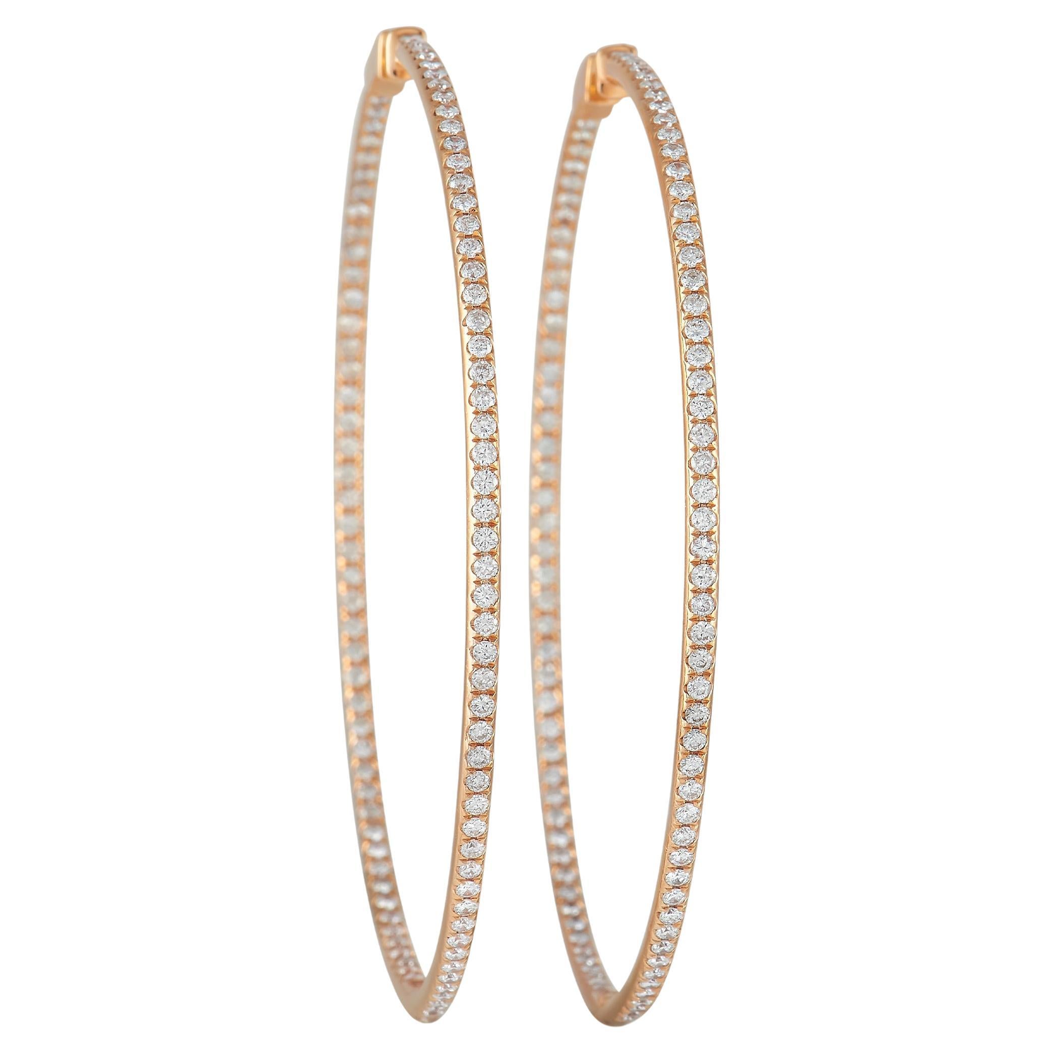 LB Exclusive 18k Yellow Gold 5.60ct Diamond Inside-Out Hoop Earrings ...