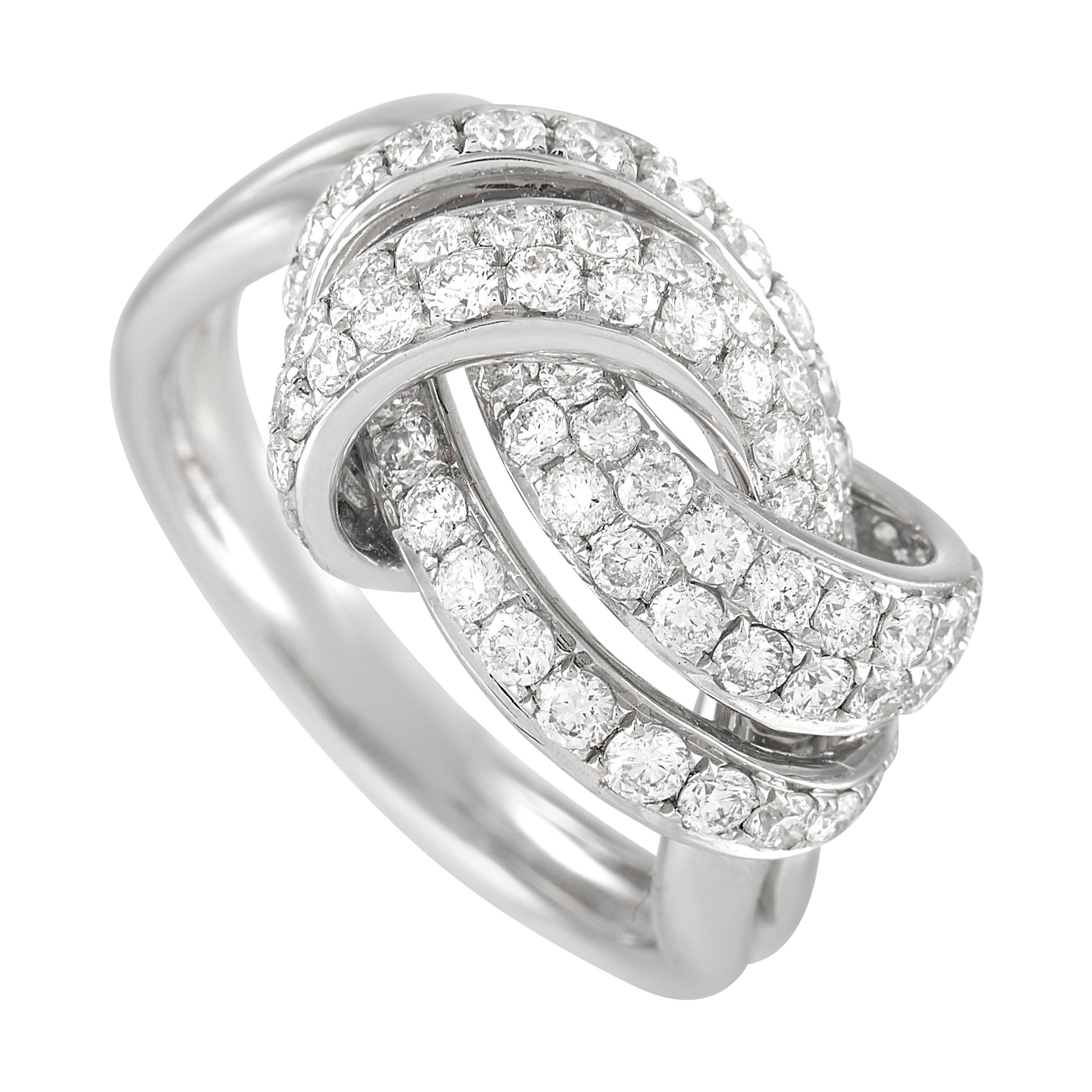 LB Exclusive 18K White Gold 1.88 Ct Diamond Laurel Wreath Ring at 1stDibs