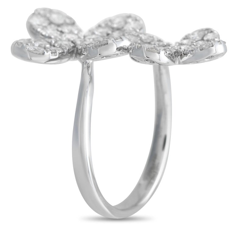 LB Exclusive 18K White Gold 1.65 Ct Diamond Open Wrap Ring For Sale at ...