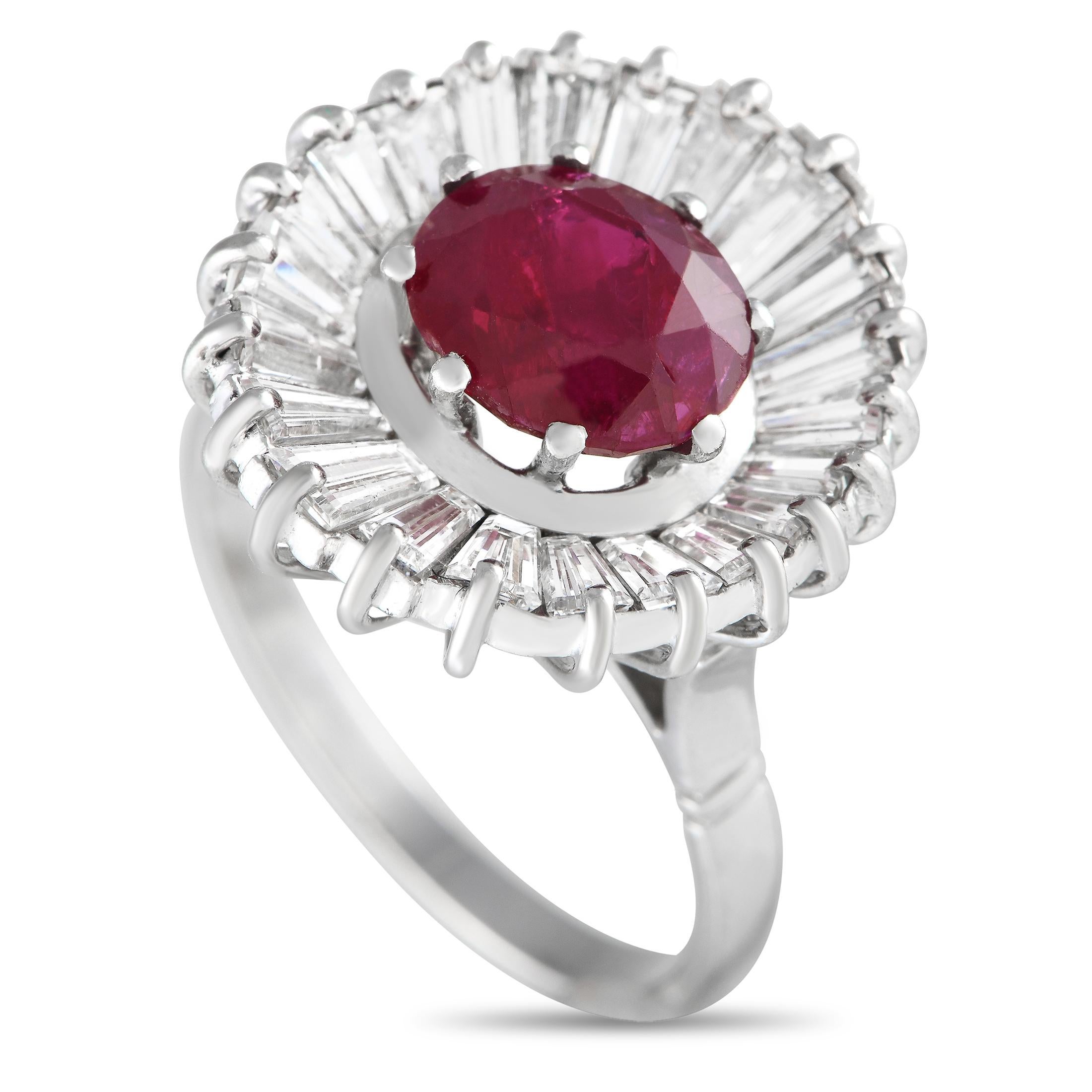LB Exclusive 18Karat White Gold 1.75 Carat Diamond and Ruby Ring For ...