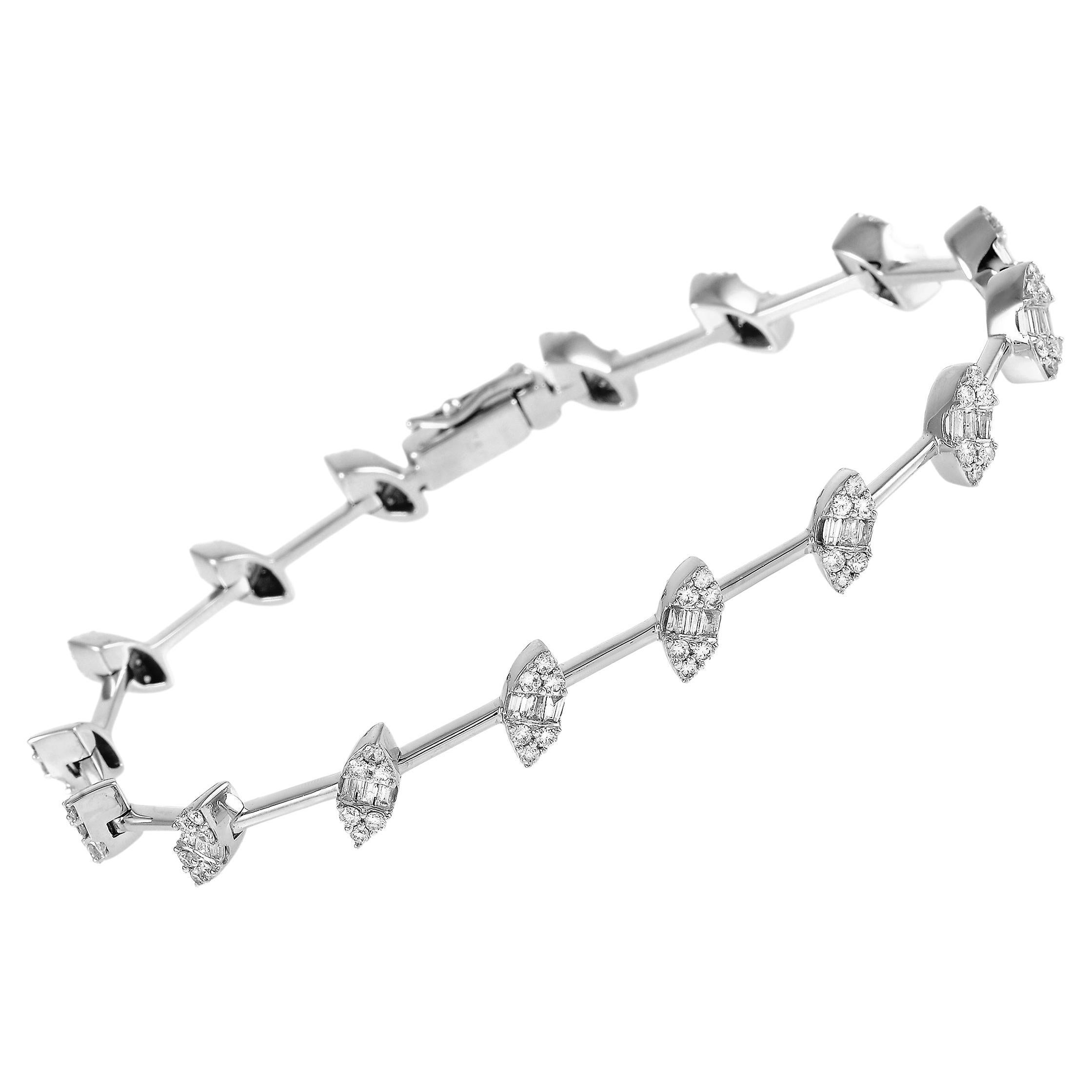 LB Exclusive 18 Karat White Gold Diamond Open Bracelet at 1stDibs