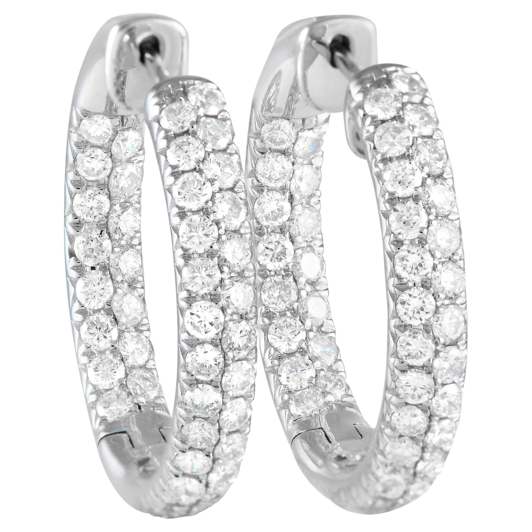 LB Exclusive 18k Yellow Gold 5.60ct Diamond Inside-Out Hoop Earrings ...