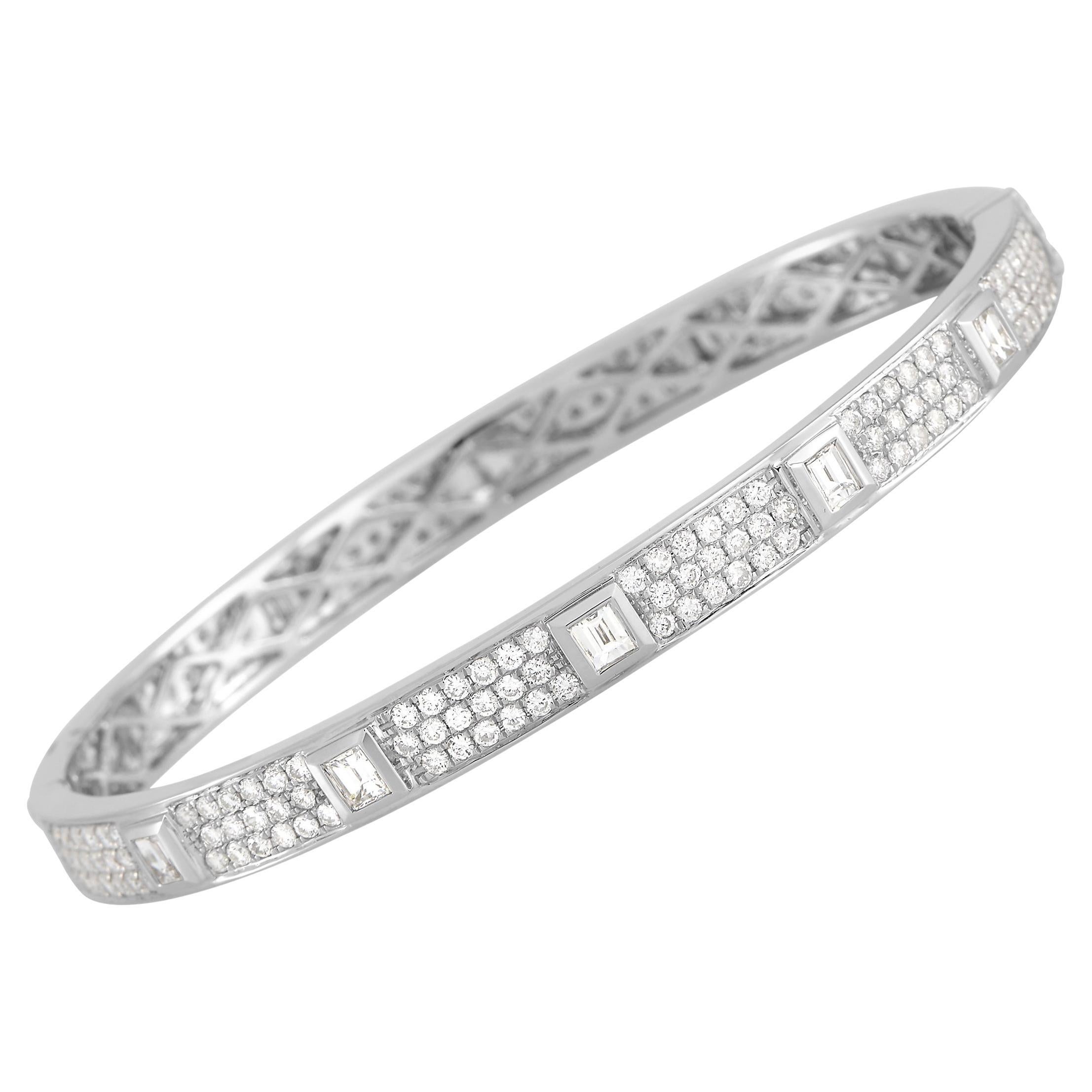 Multi-Sapphire Diamond White Gold Bangle at 1stDibs