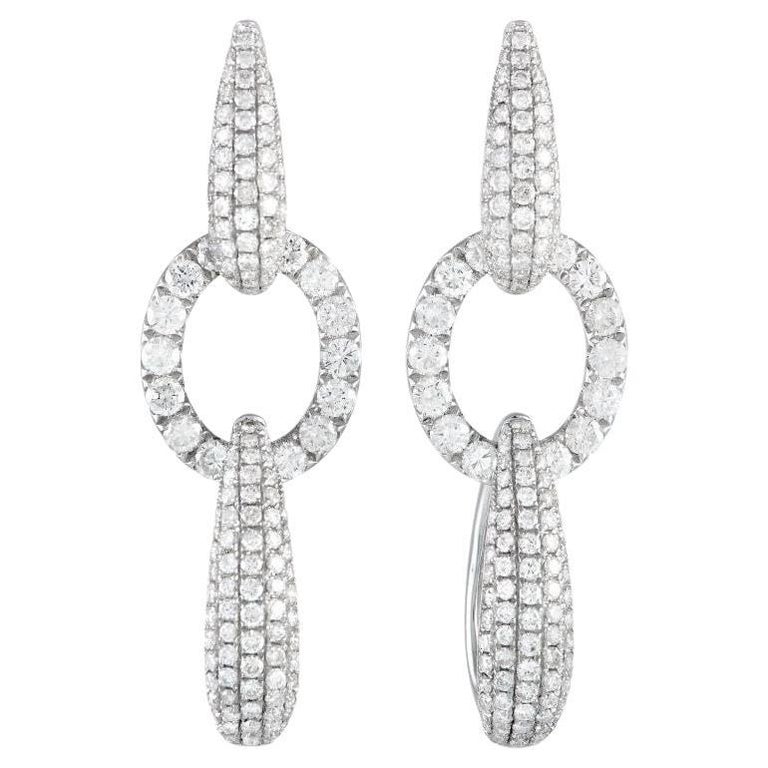 LB Exclusive 18k White Gold 4.30ct Diamond Link Drop Earrings For Sale ...