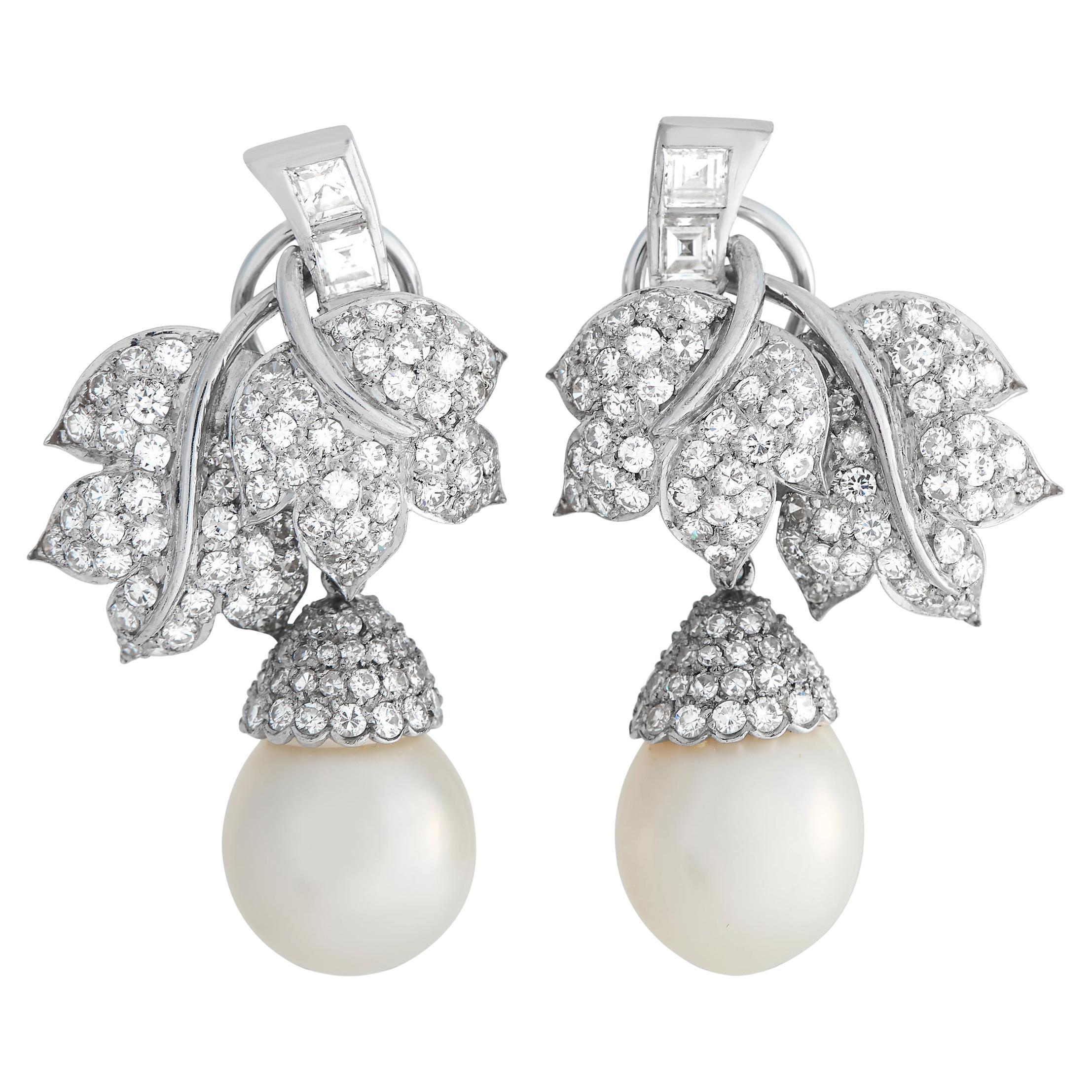 Ivanka Trump White Gold Diamond and Mother-of-Pearl Fan Earrings at ...