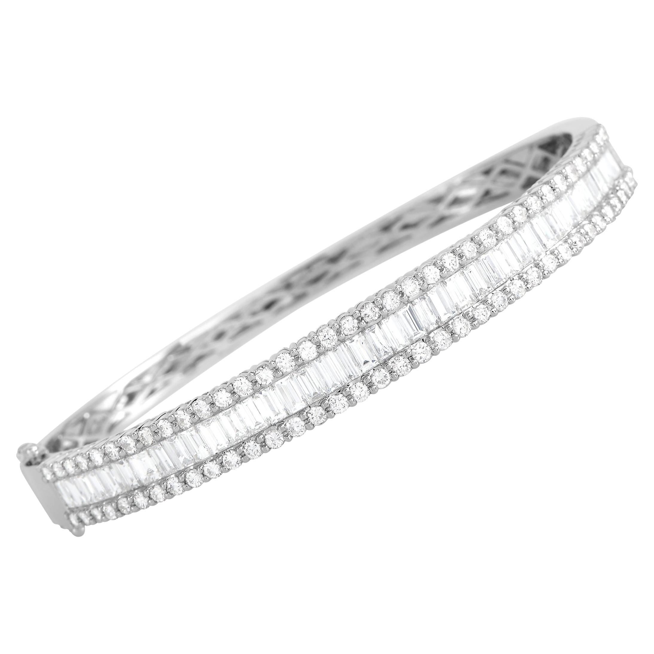 LB Exclusive 18 Karat White Gold Diamond Open Bracelet at 1stDibs