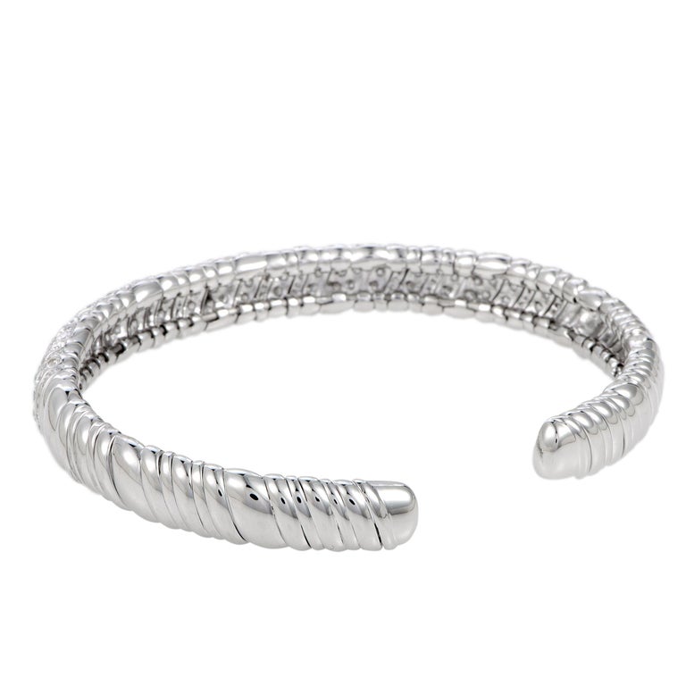 LB Exclusive 18 Karat White Gold Diamond Open Bracelet at 1stDibs