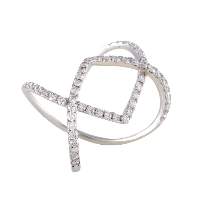 LB Exclusive 18K White Gold Diamond Pave Openwork Diamond Band Ring at ...