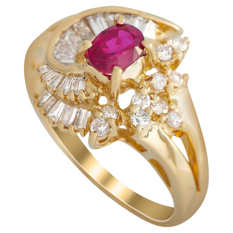 LB Exclusive 18K Yellow Gold 0.50 ct Diamond and Ruby Ring For Sale at ...