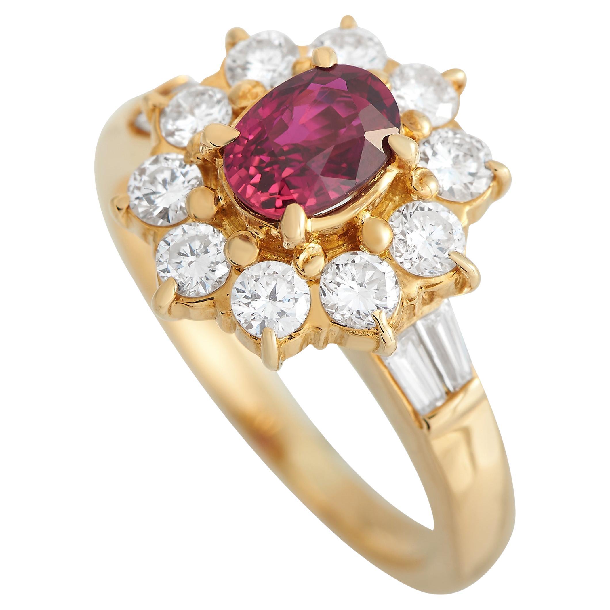 LB Exclusive 18K Yellow Gold 0.82ct Diamond and Ruby Ring MF18-100523 ...