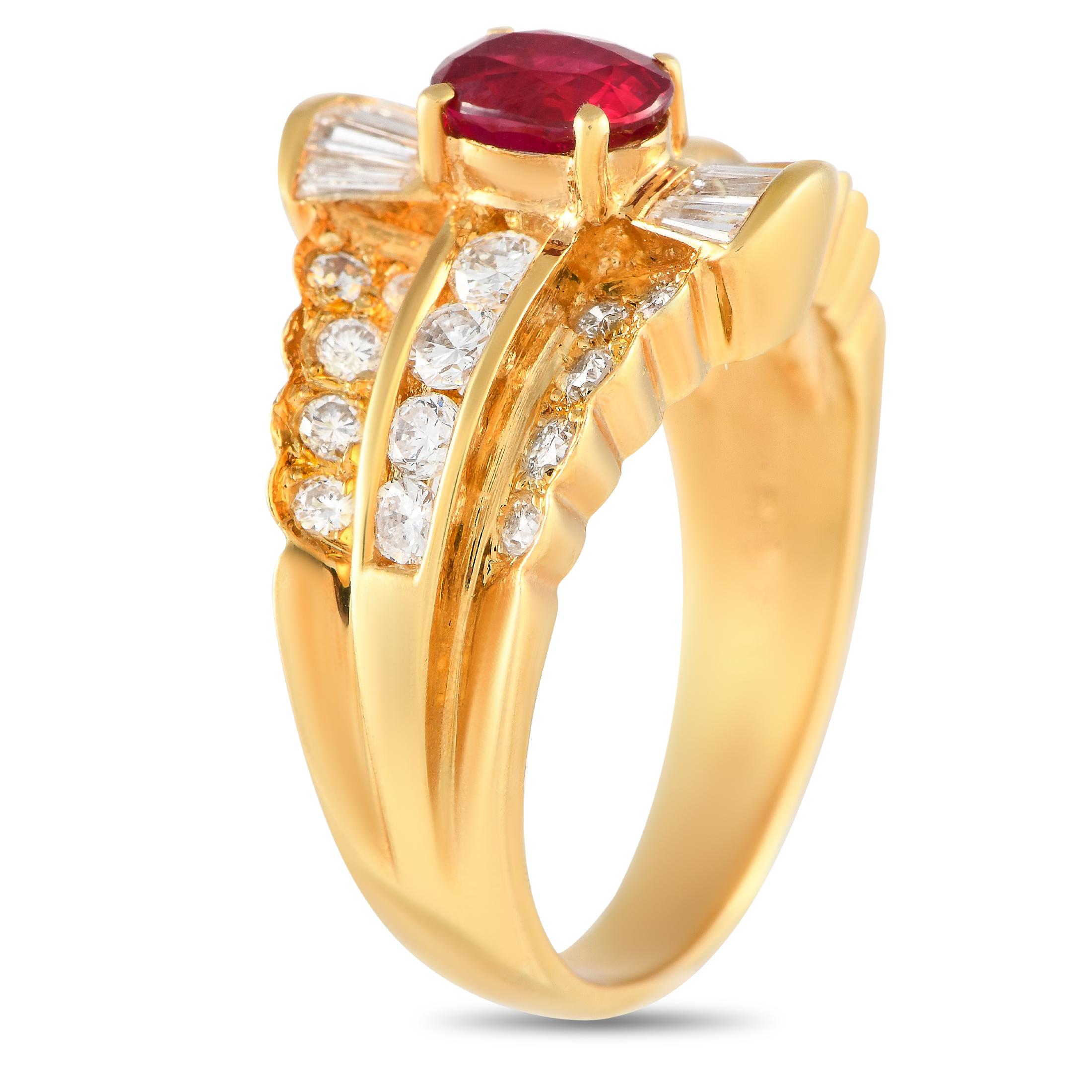 LB Exclusive 18K Yellow Gold 0.95ct Diamond and Ruby Ring MF08-100623 ...