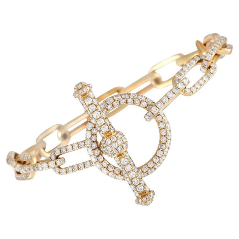 LB Exclusive 18k Yellow Gold 10.0 Carat Diamond Toggle Bracelet For ...