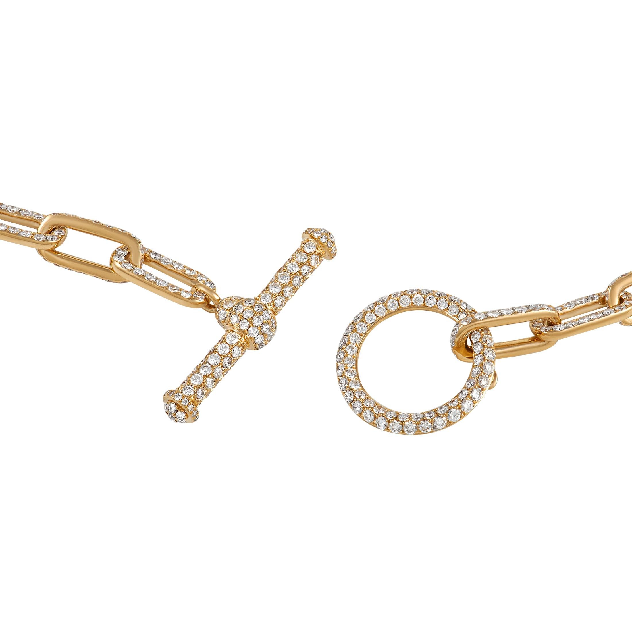LB Exclusive 18K Yellow Gold 10.25 Ct Diamond Toggle Bracelet For Sale ...