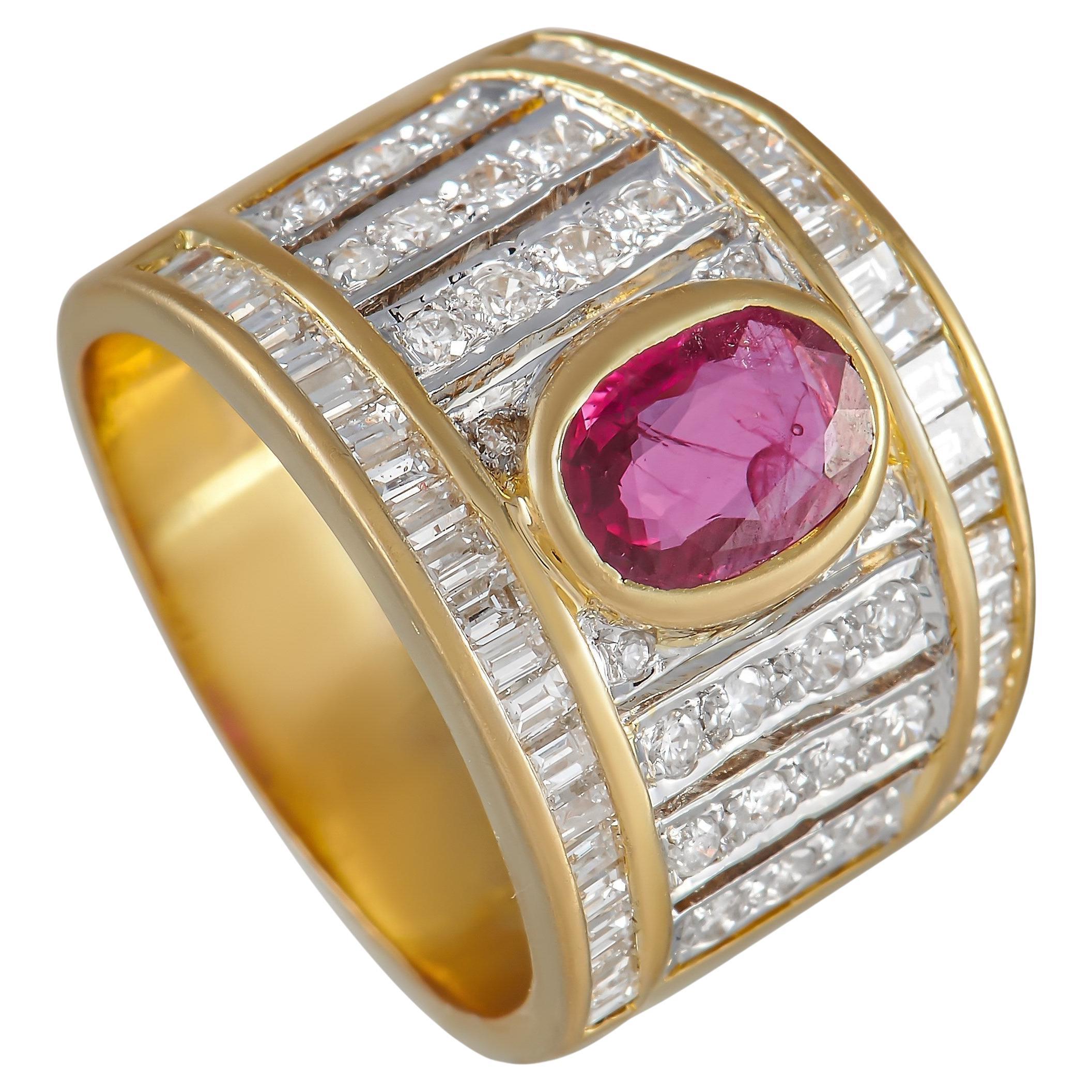 Ruby Diamond Yellow and White Gold Tiger Ring at 1stDibs