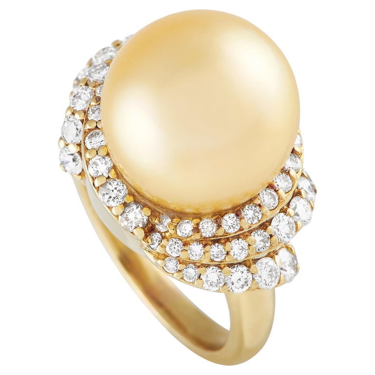 LB Exclusive 18k Yellow Gold 1.0ct Diamond and Pearl Ring For Sale at ...