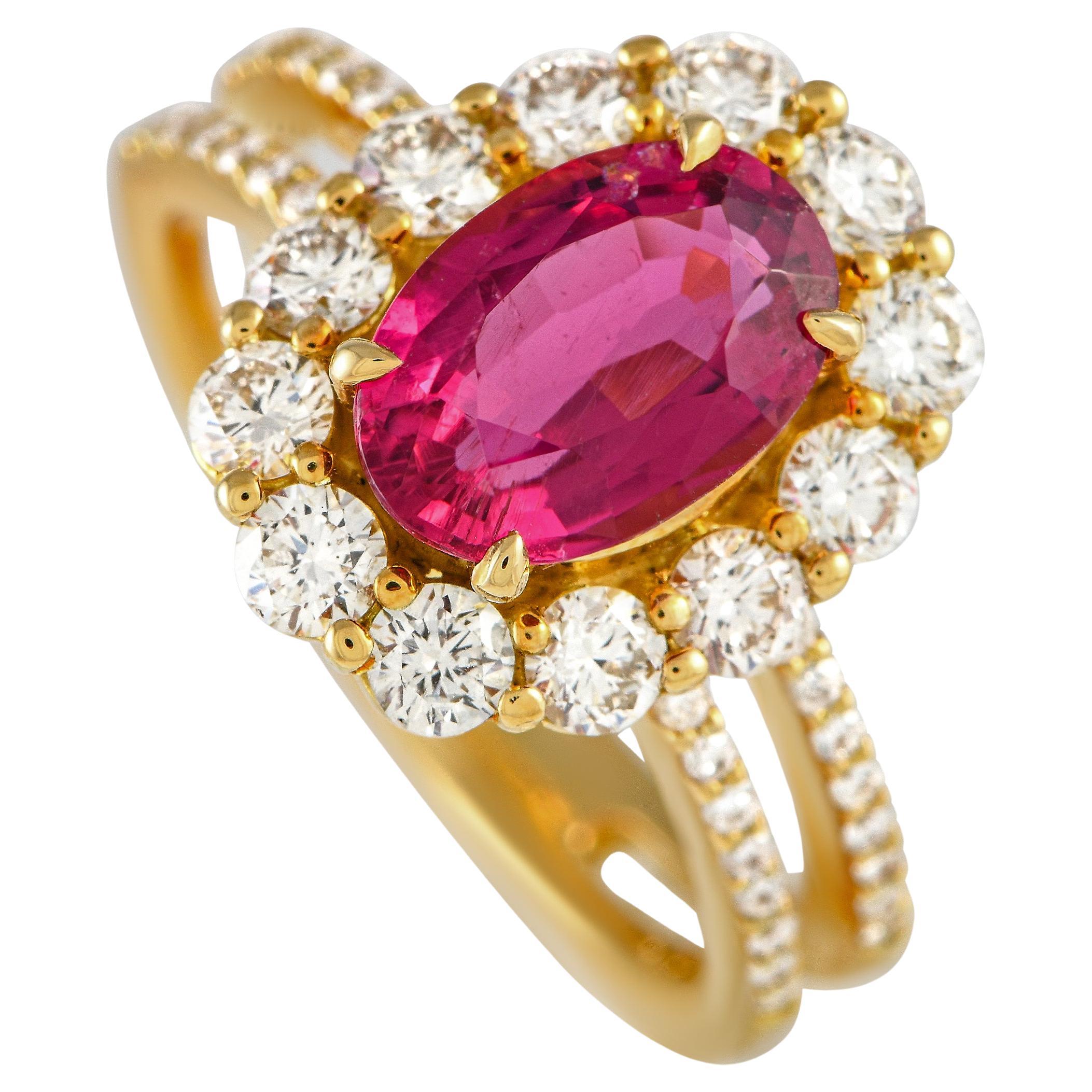 LB Exclusive 18K White Gold 0.35ct Diamond and Tourmaline Ring MF01 ...