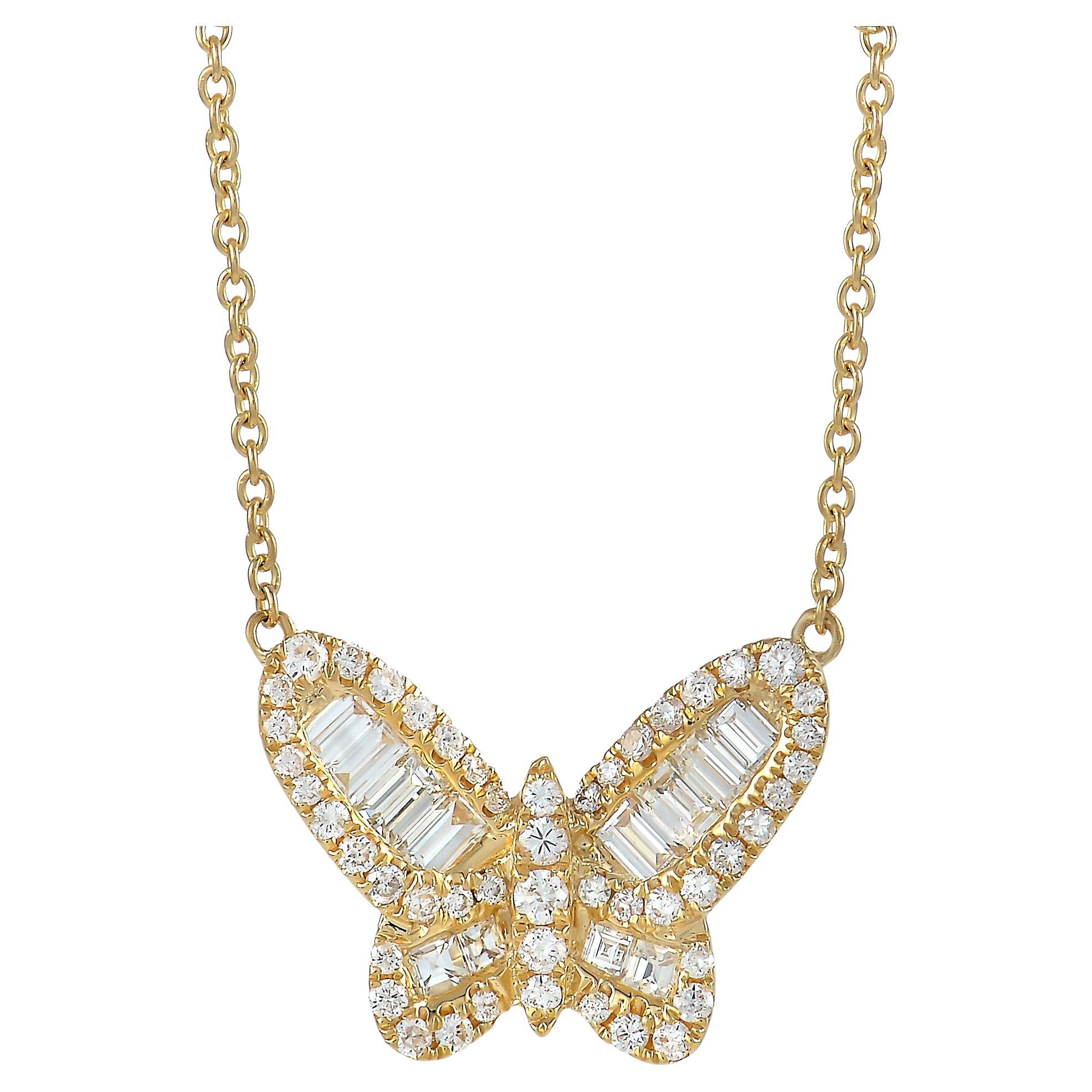 Victoria Casal Multi-Gem Diamond Yellow Gold Butterfly Pendant Necklace ...