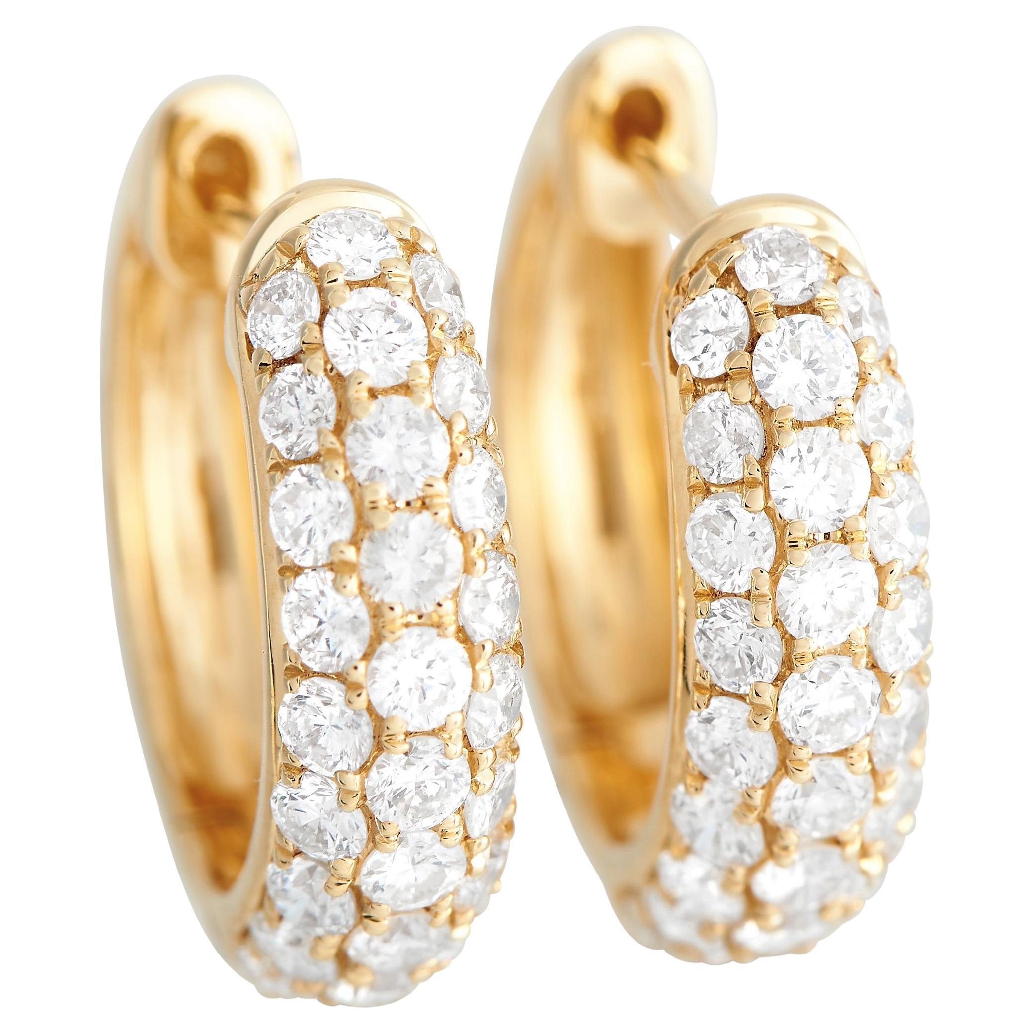 Cartier Classic Diamond Gold Hoop Earrings at 1stDibs