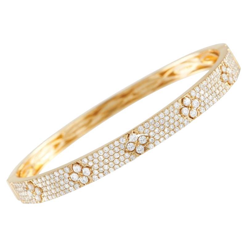 LB Exclusive 18k Yellow Gold 4.0 Carat Diamond Bangle Bracelet For Sale ...