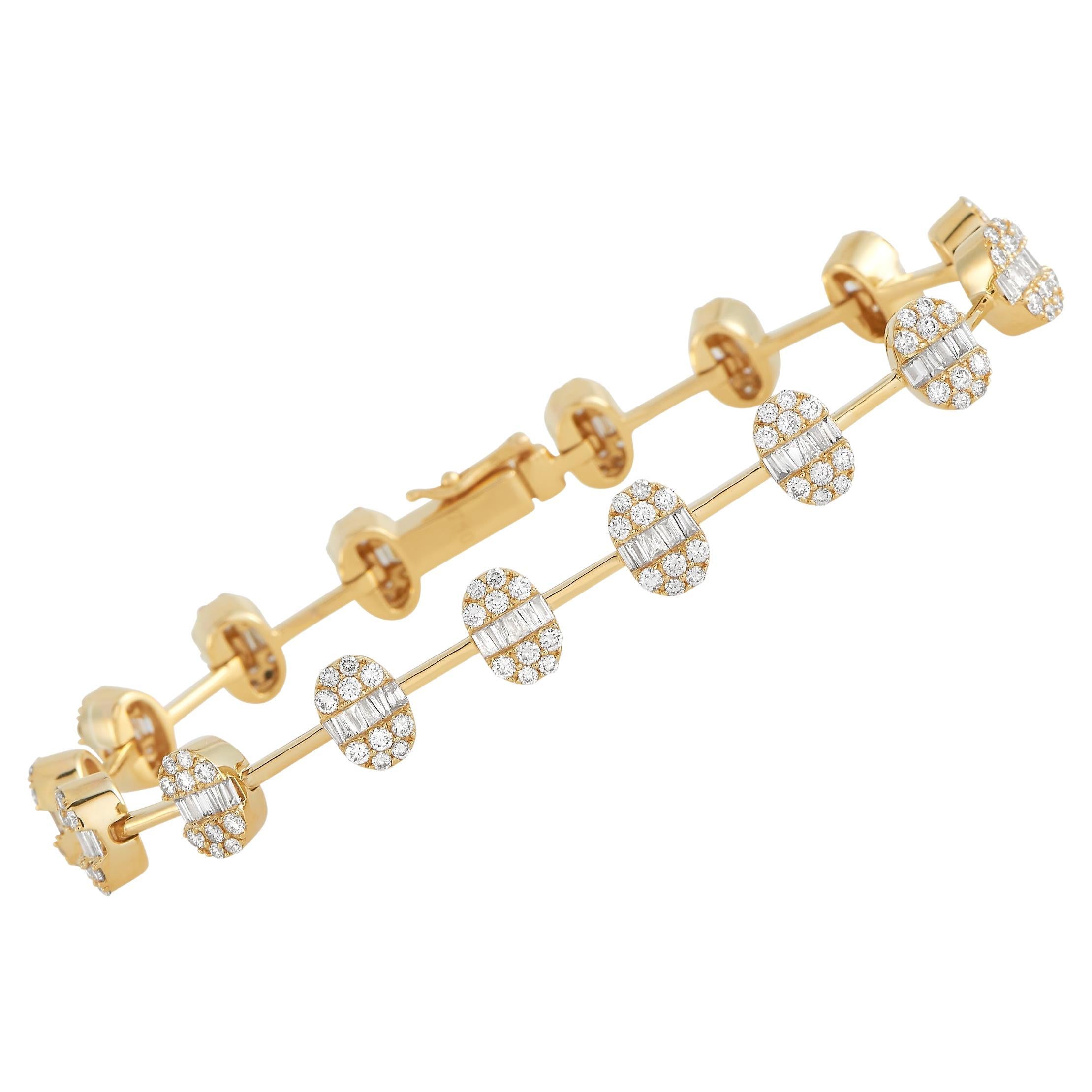 LB Exclusive 18K Yellow Gold 10.25 Ct Diamond Toggle Bracelet For Sale ...