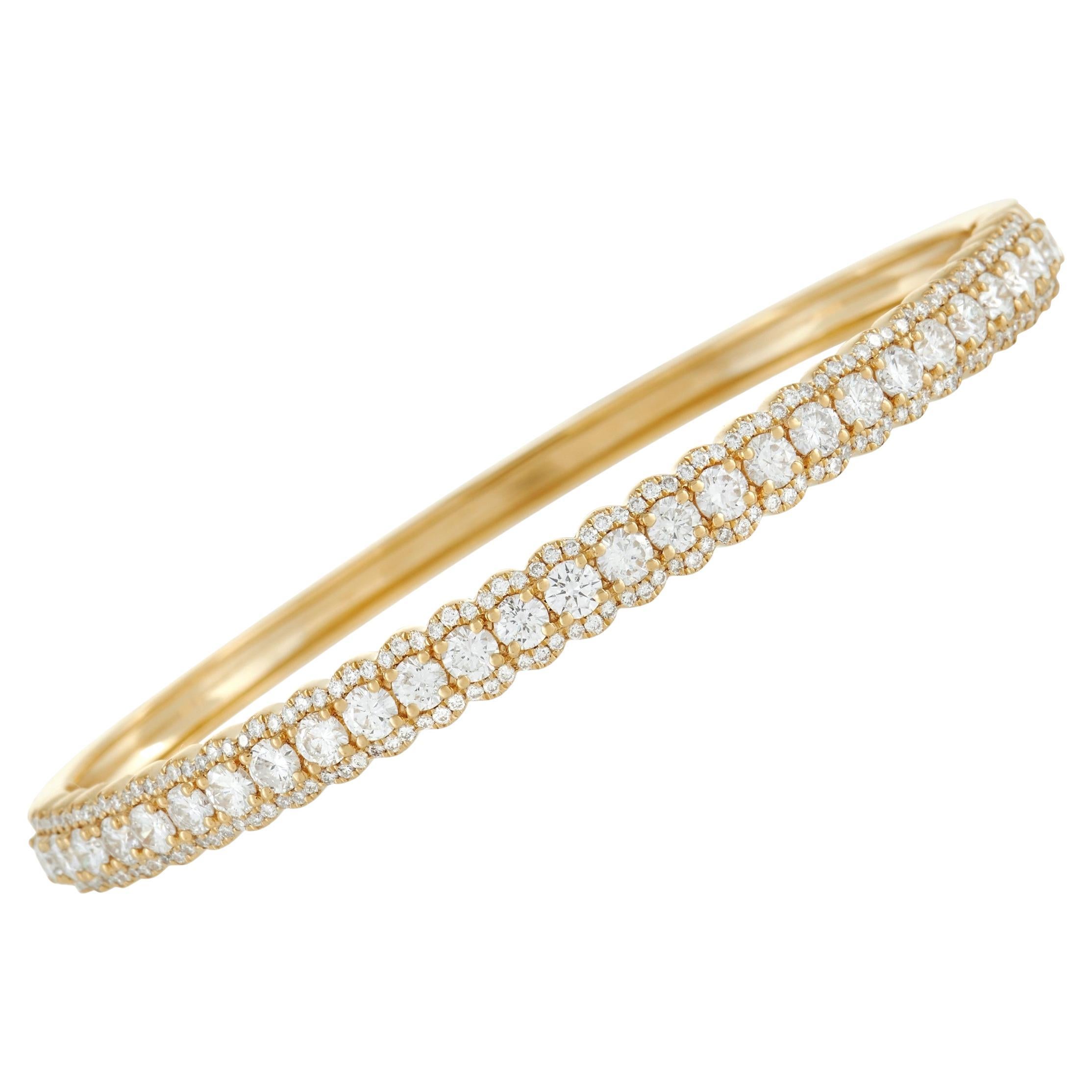 LB Exclusive 18K Yellow Gold 10.25 Ct Diamond Toggle Bracelet For Sale ...