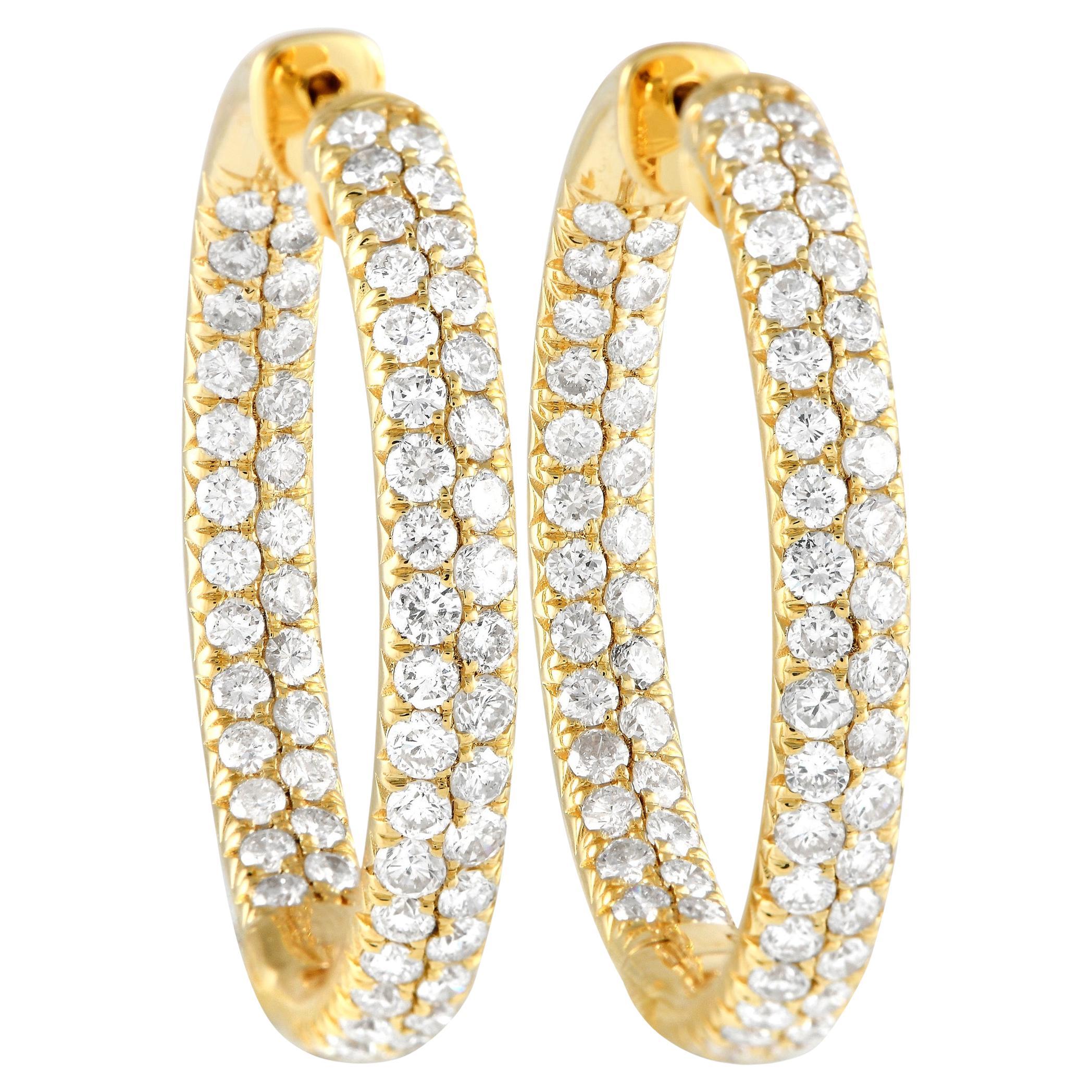 LB Exclusive 18K Yellow Gold 3.55ct Diamond Inside-Out Hoop Earrings ...