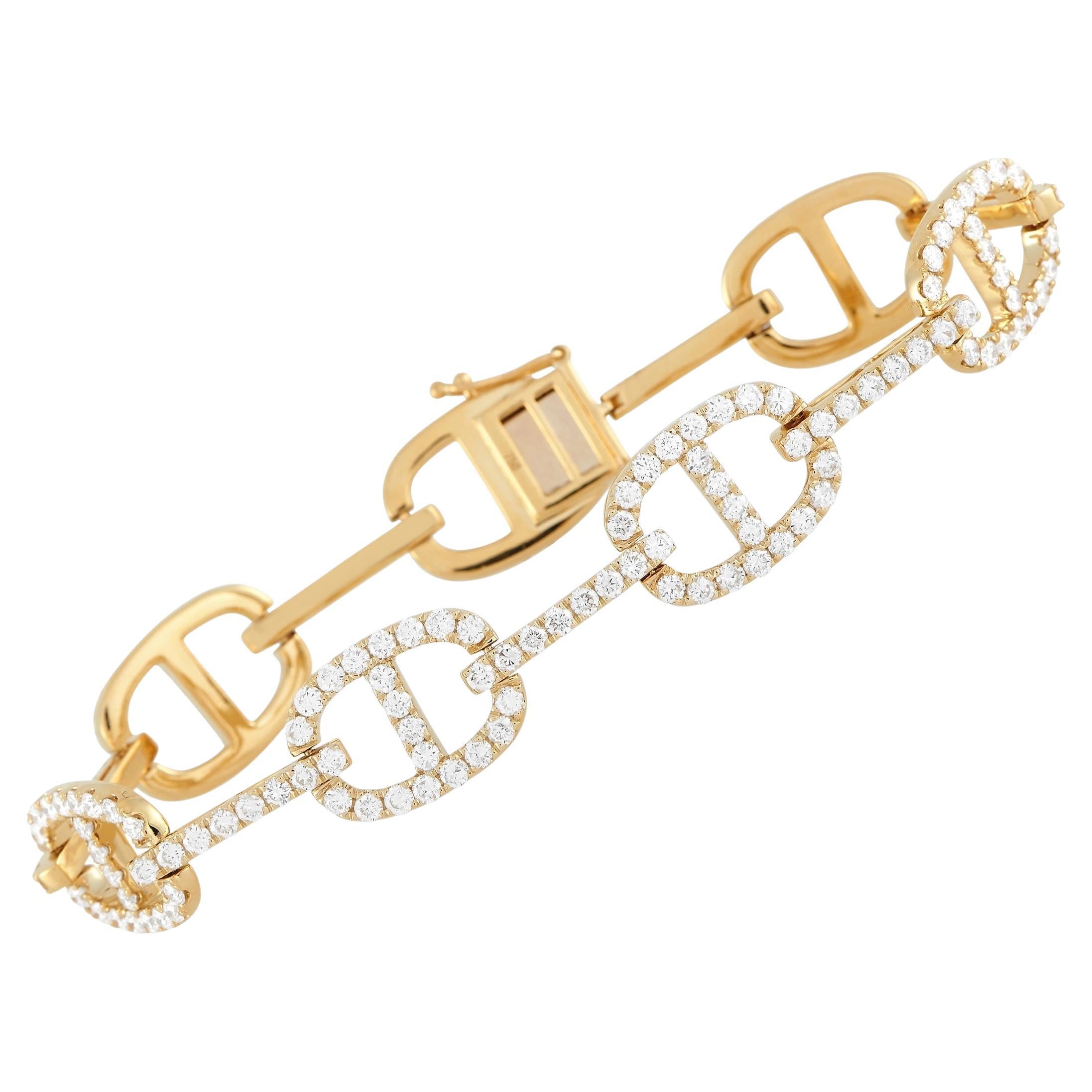 LB Exclusive 18K Yellow Gold 10.25 Ct Diamond Toggle Bracelet For Sale ...