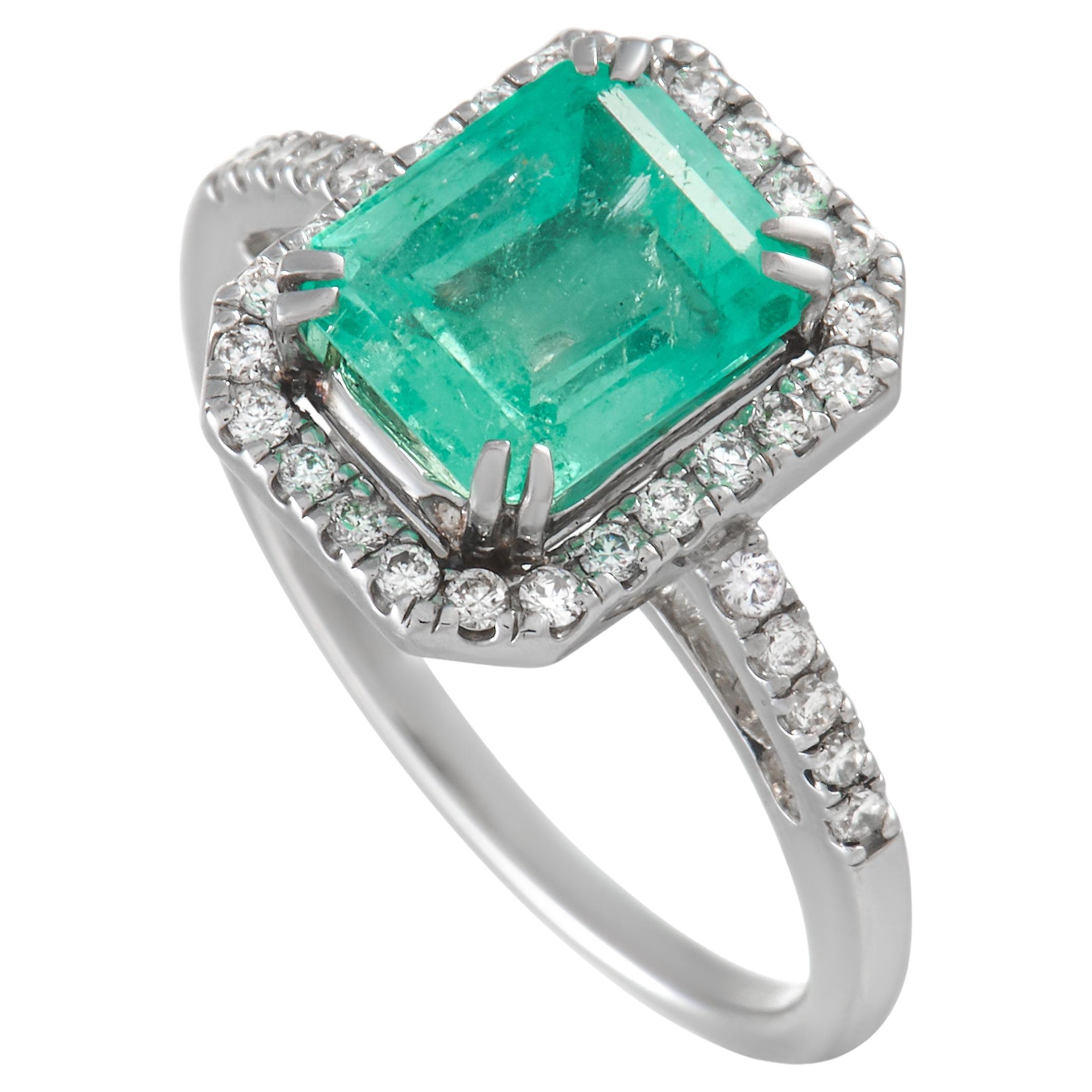LB Exclusive Diamond and Emerald Platinum Ring at 1stDibs