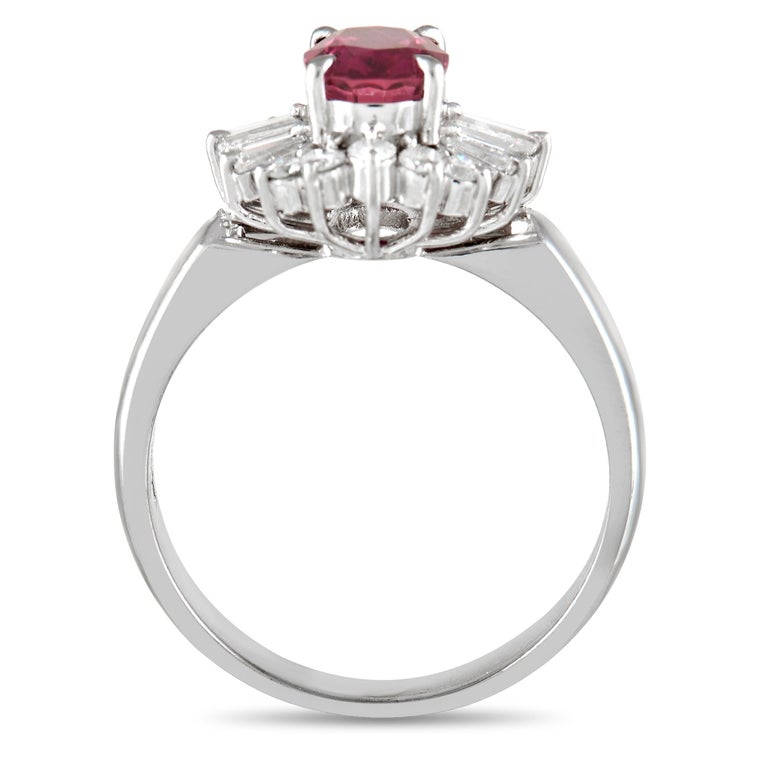 LB Exclusive Platinum 0.38 ct Diamond and Ruby Ring at 1stDibs