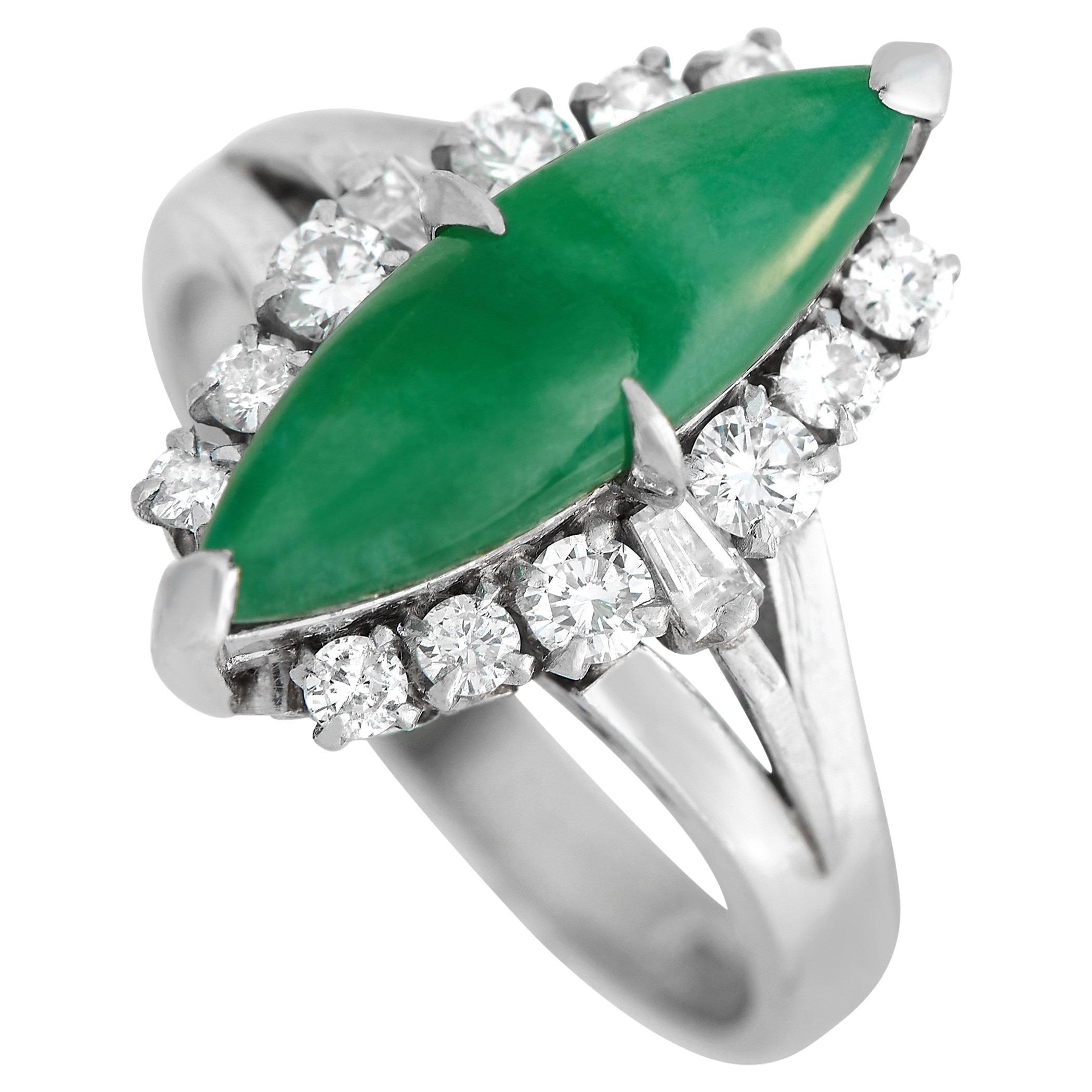 LB Exclusive Diamond and Emerald Platinum Ring at 1stDibs