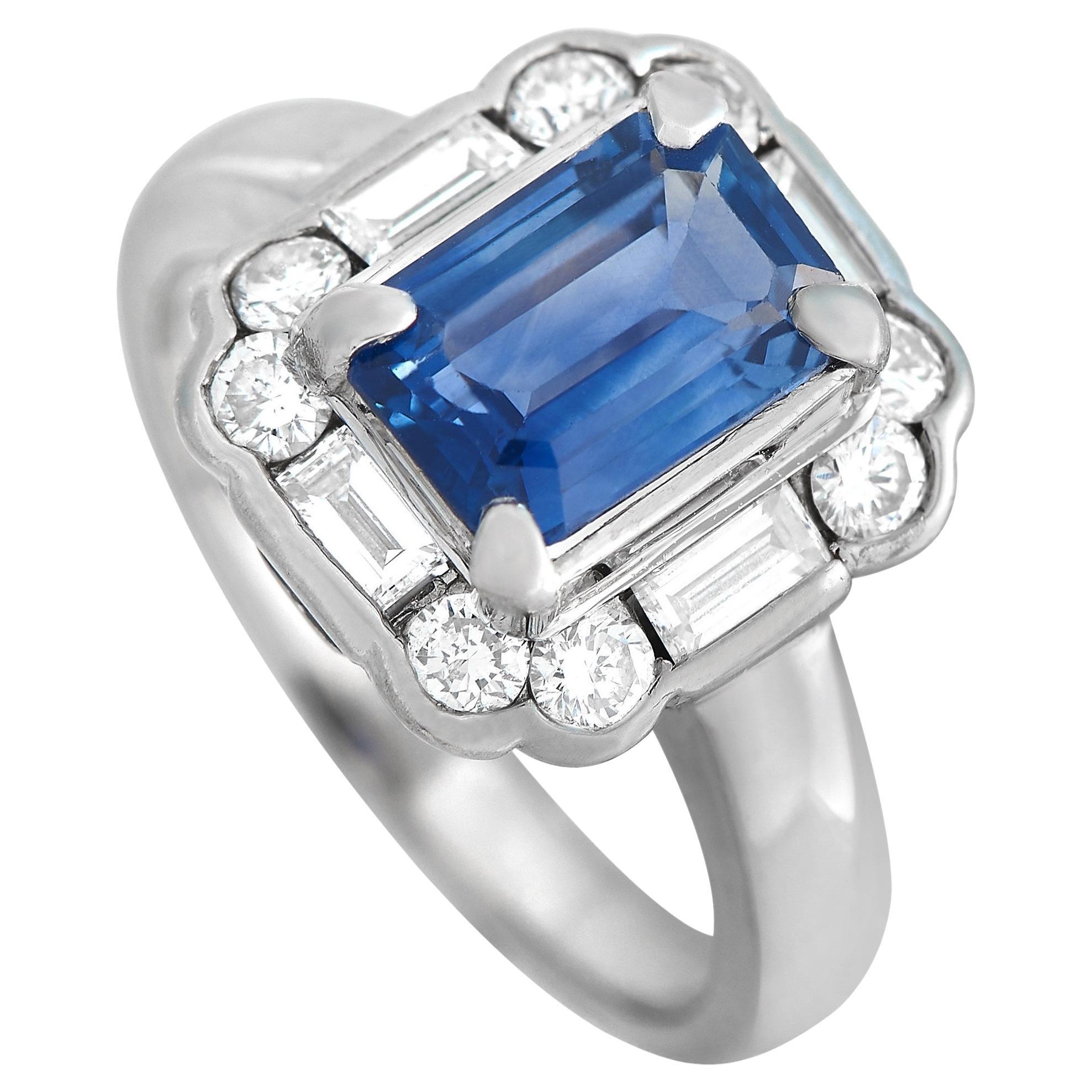 LB Exclusive Diamond and Emerald Platinum Ring at 1stDibs