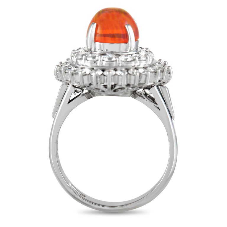 LB Exclusive Platinum 1.28 Ct Diamond and Opal Ring For Sale at 1stDibs