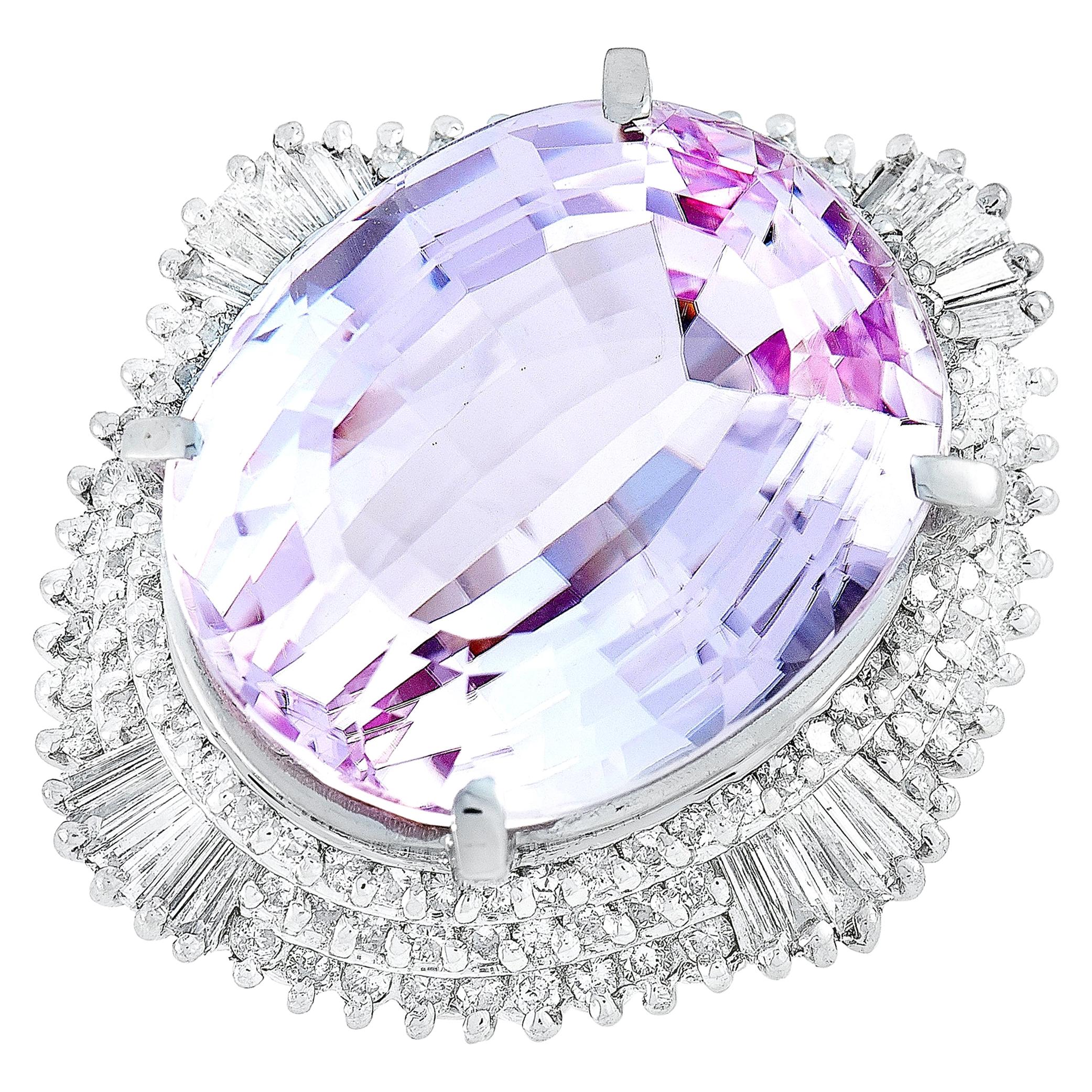 Diamond Pave and Kunzite Platinum Ring at 1stDibs