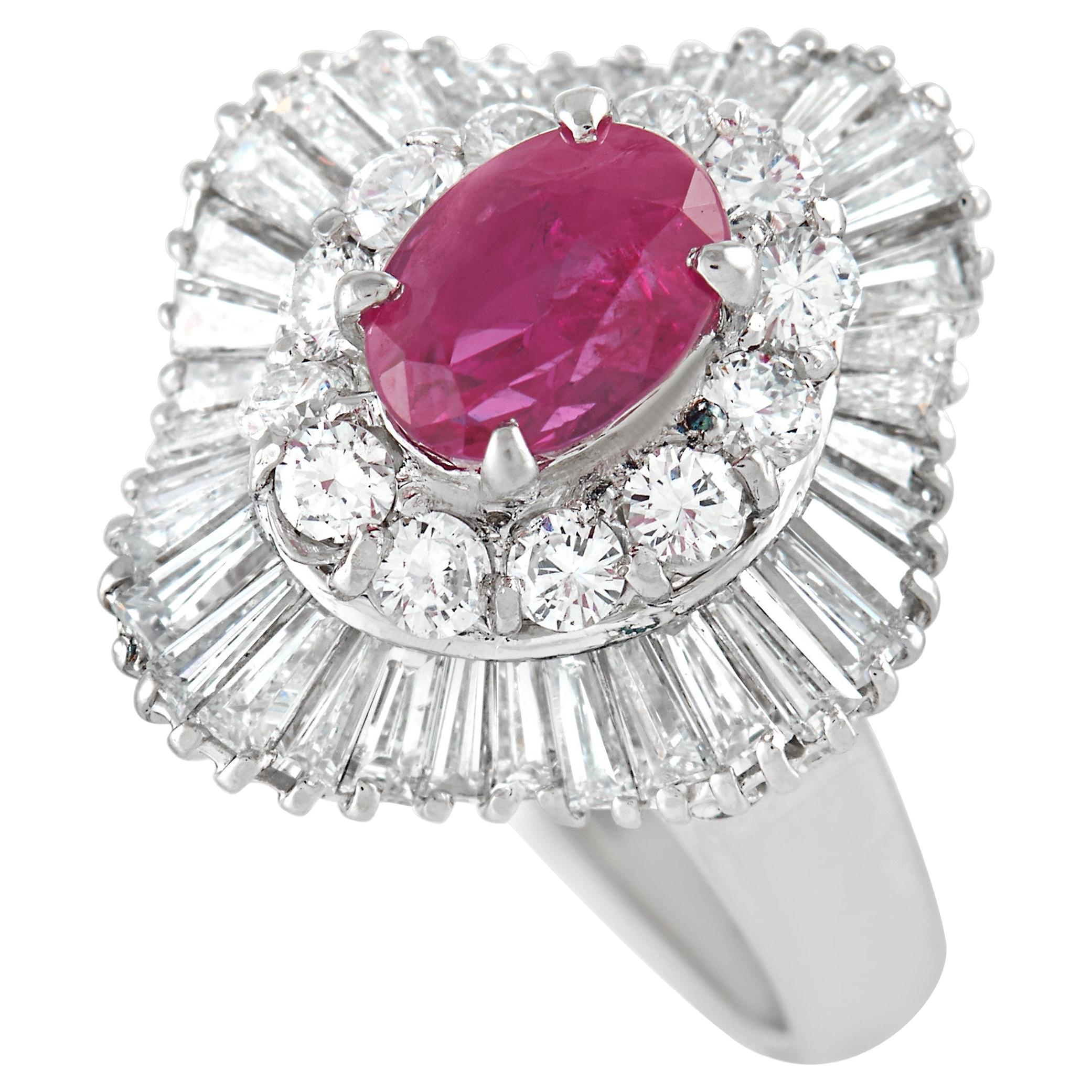 Tiffany and Co. Ruby Diamond Platinum Ring at 1stDibs