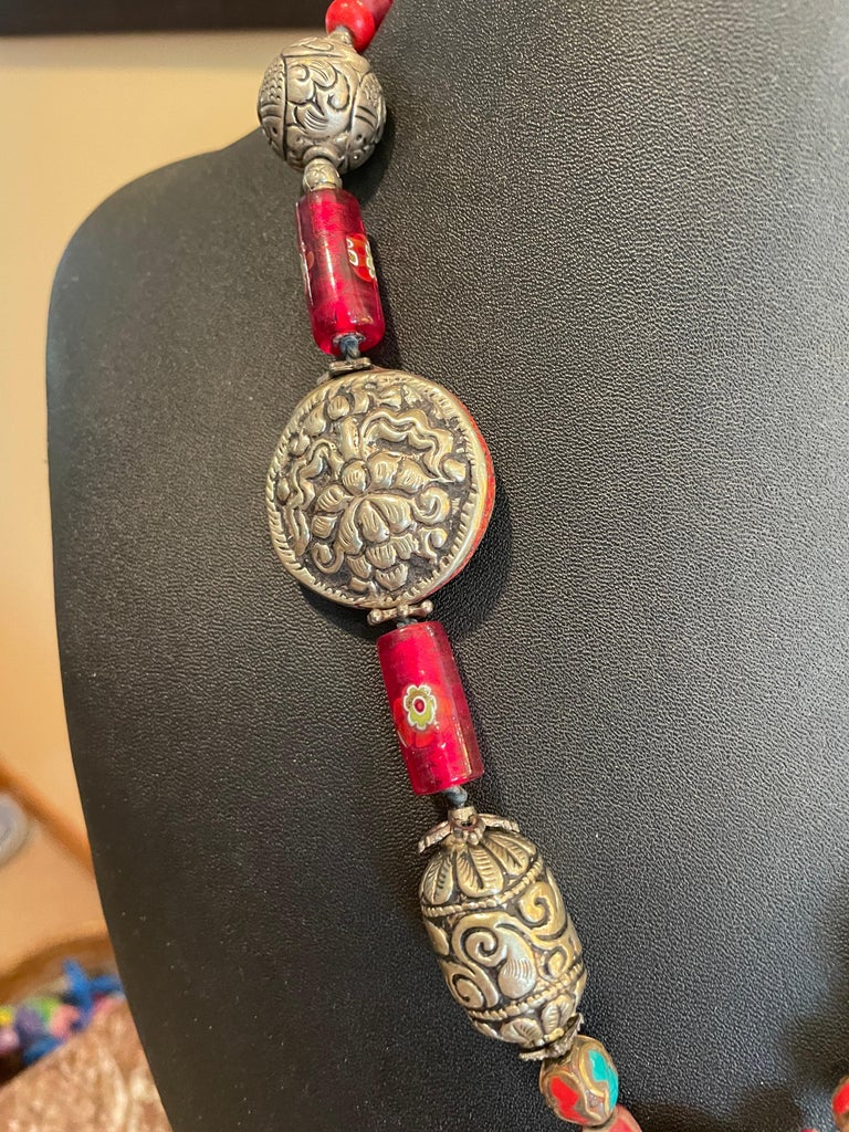 LB Tribal style Tibetan pendant necklace with Venetian beads Tibetan ...
