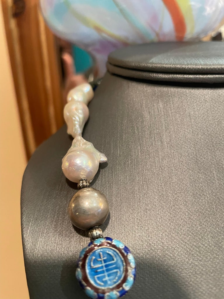 LB Wedgewood vintage enamel and Murano glass beads baroque pearls ...