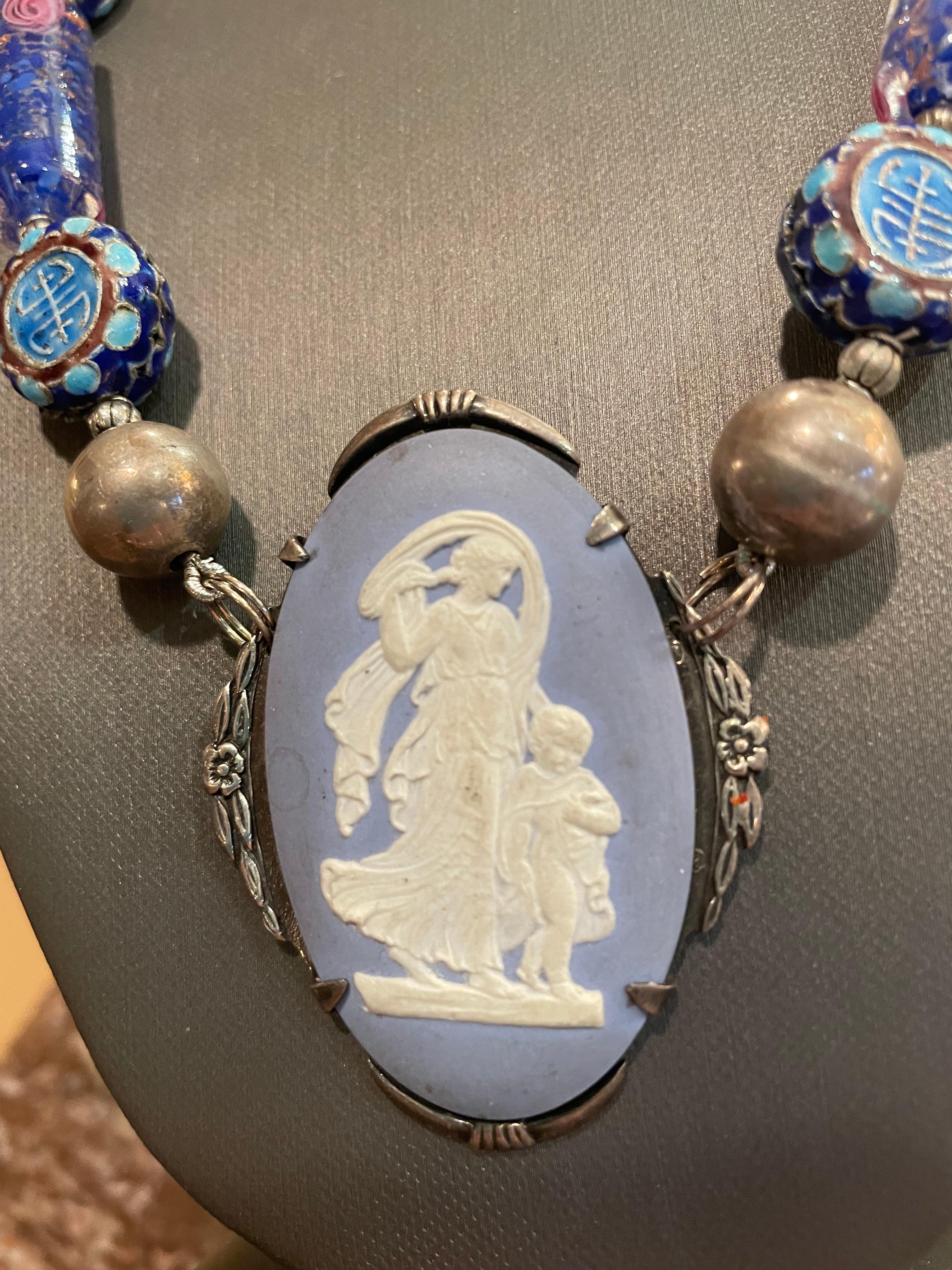 LB Wedgewood vintage enamel and Murano glass beads baroque pearls ...