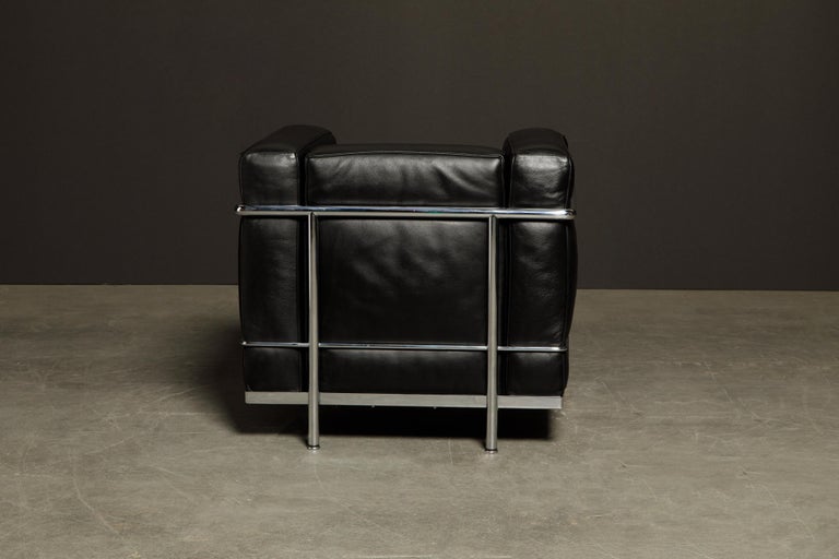 'LC2' Black Leather and Chrome Club Chair by Le Corbusier for Cassina ...