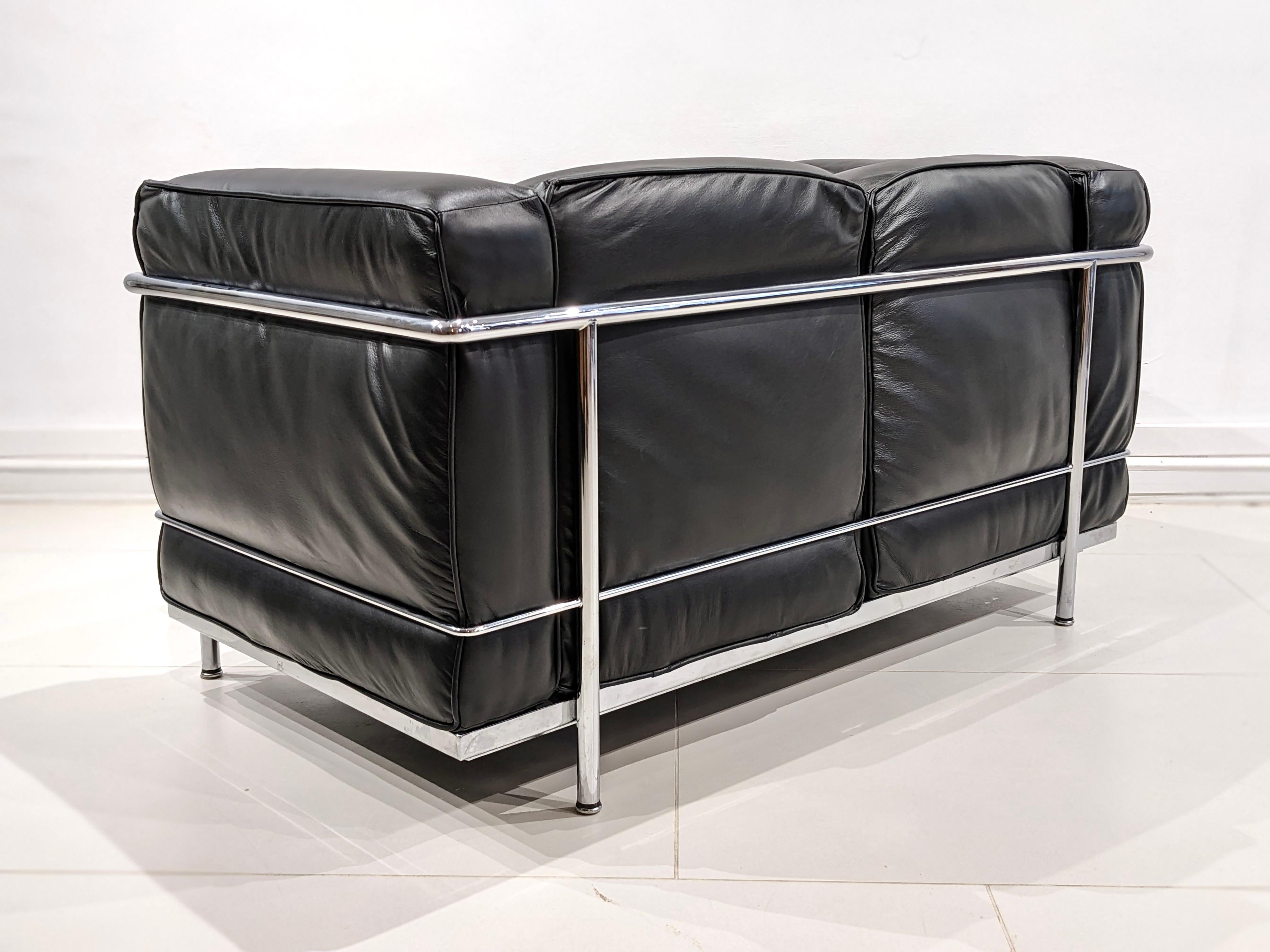 LC2 Sofa Signed Le Corbusier Cassina Edition For Sale at 1stDibs