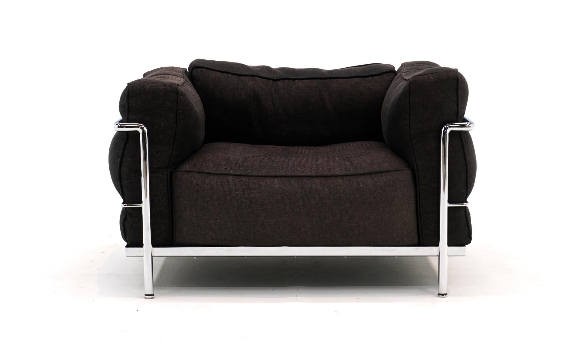 LC3 Arm Chair by Le Corbusier for Cassina, Chrome with Black Canvas ...