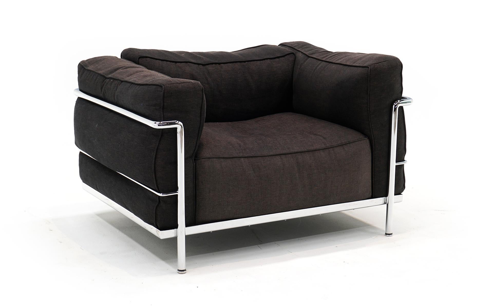 LC3 Arm Chair by Le Corbusier for Cassina, Chrome with Black Canvas ...