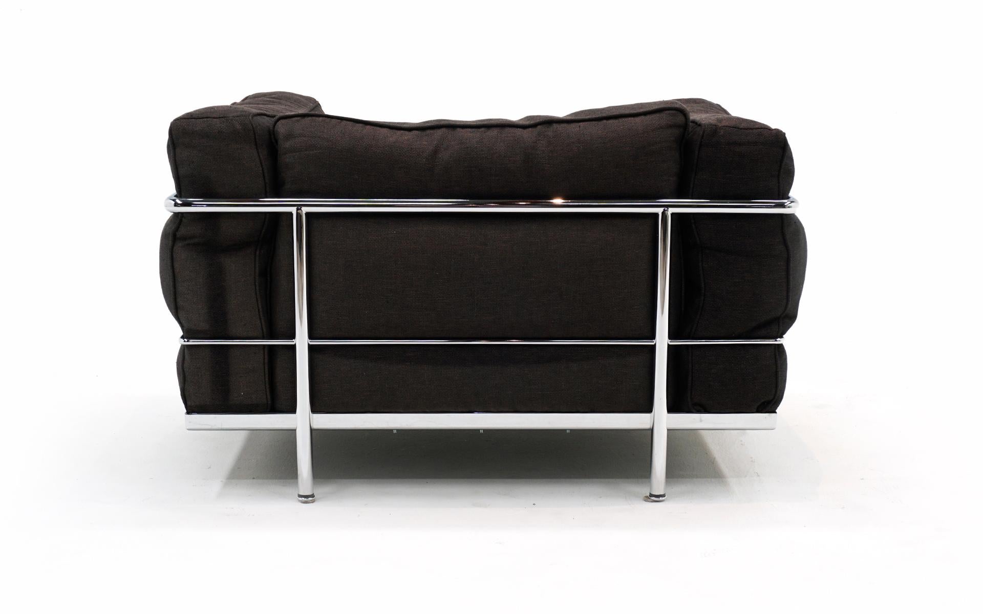 LC3 Arm Chair by Le Corbusier for Cassina, Chrome with Black Canvas ...