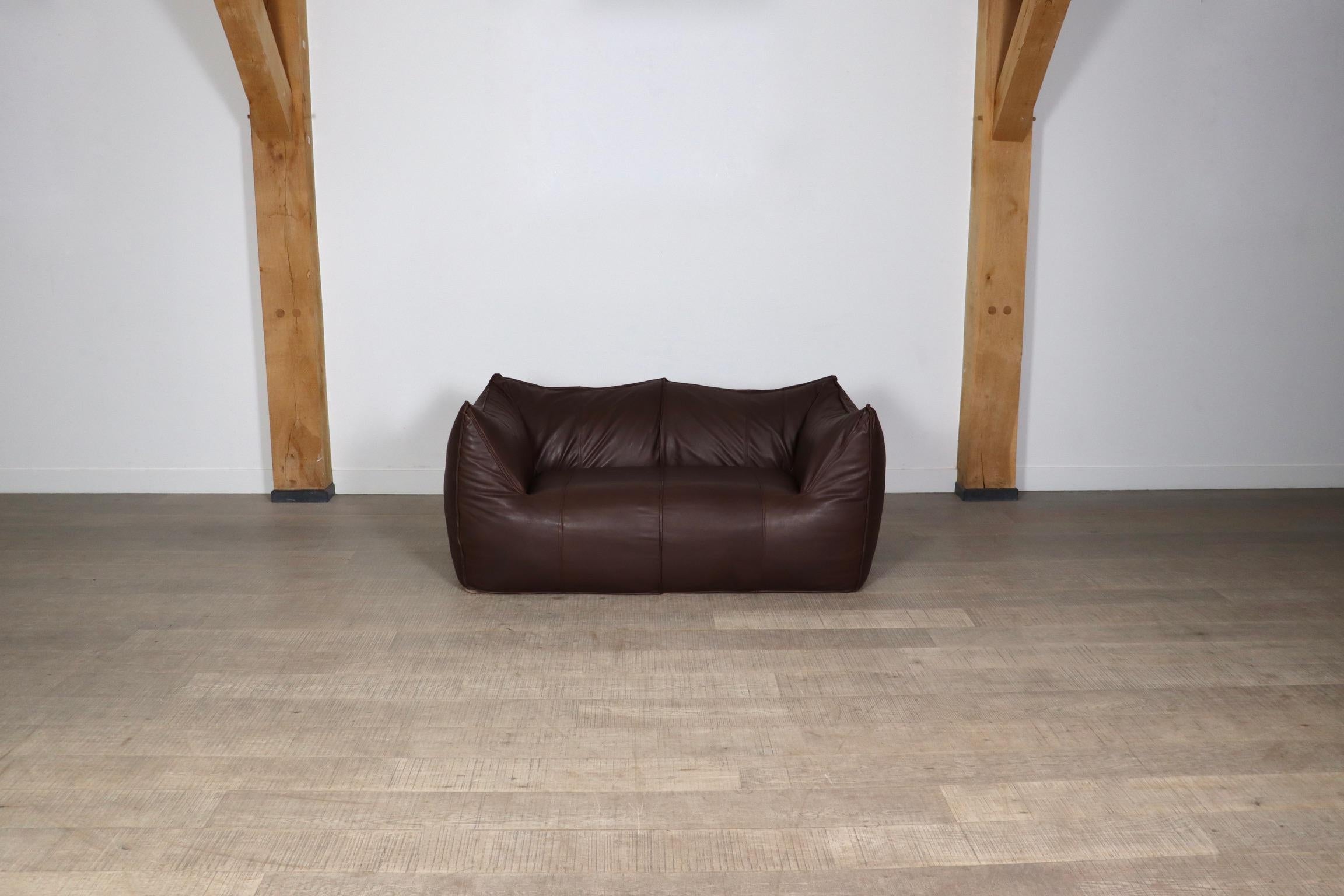 Le Bambole Sofa In Dark Brown Leather By Mario Bellini For B&B Italia, 1970s For Sale at 1stDibs