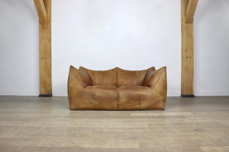 Le Bambole Tan Buffalo Leather 2-Seater Sofa by Mario Bellini for B&B ...