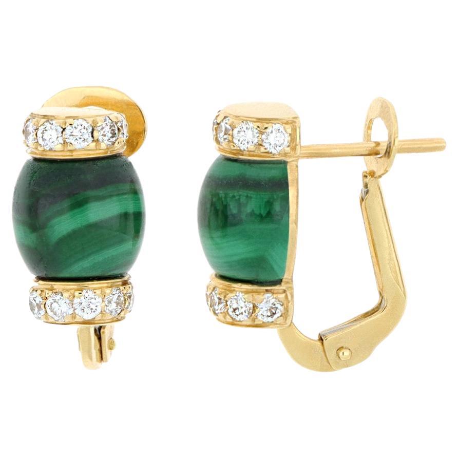 Le Carrousel Lobe Earrings Malachite and Diamonds For Sale at 1stDibs
