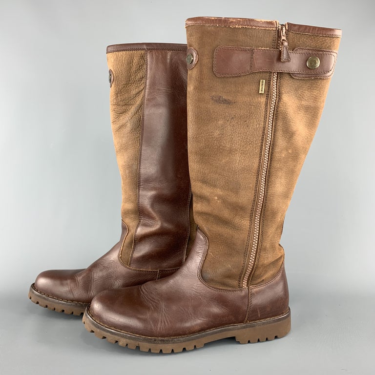 LE CHAMEAU Size 9.5 Brown Two Tone Leather Tall Work Boots at 1stDibs